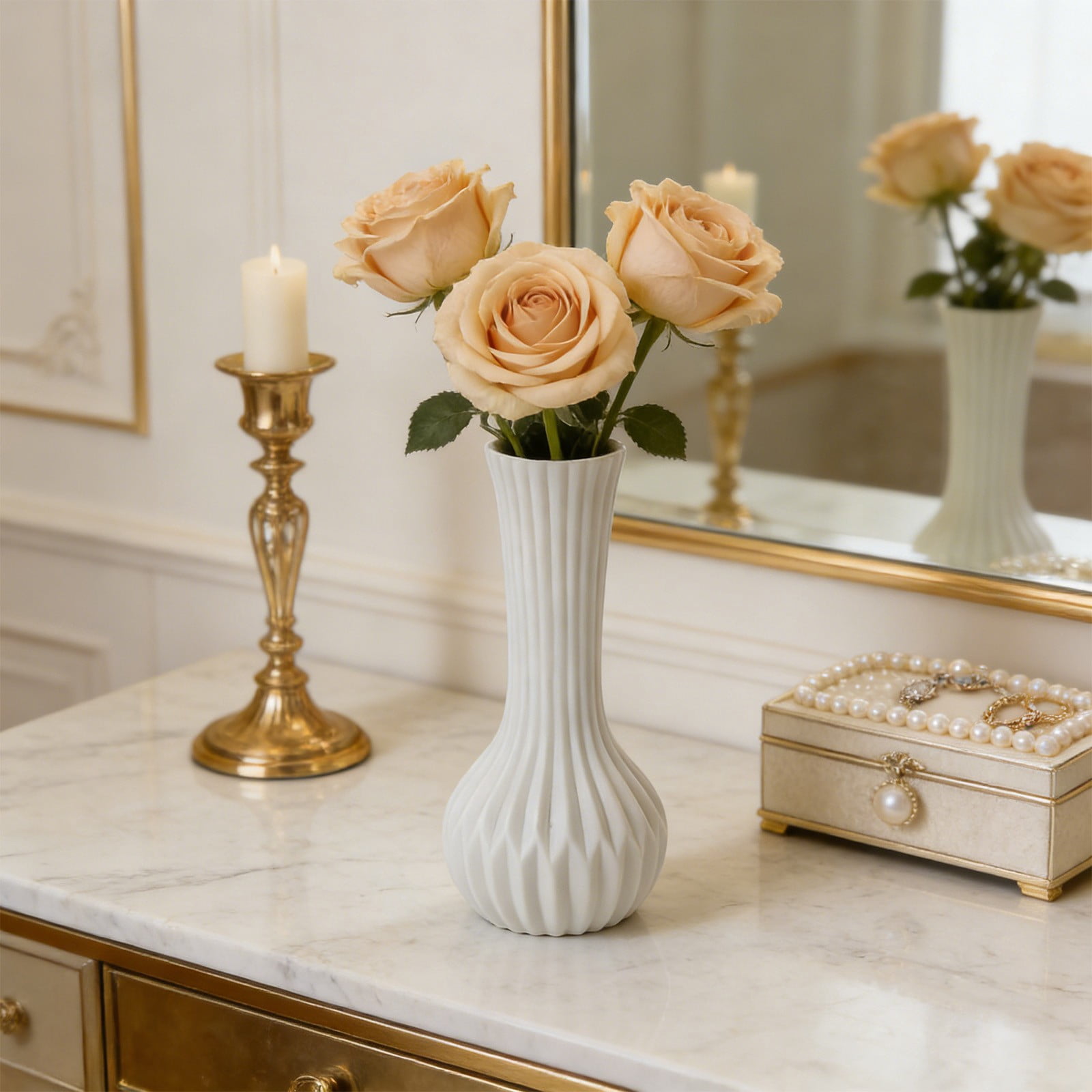 Yoziaaoa 1 Pcs ase for Flower Arrangement, Home Style Plain White Decor ...