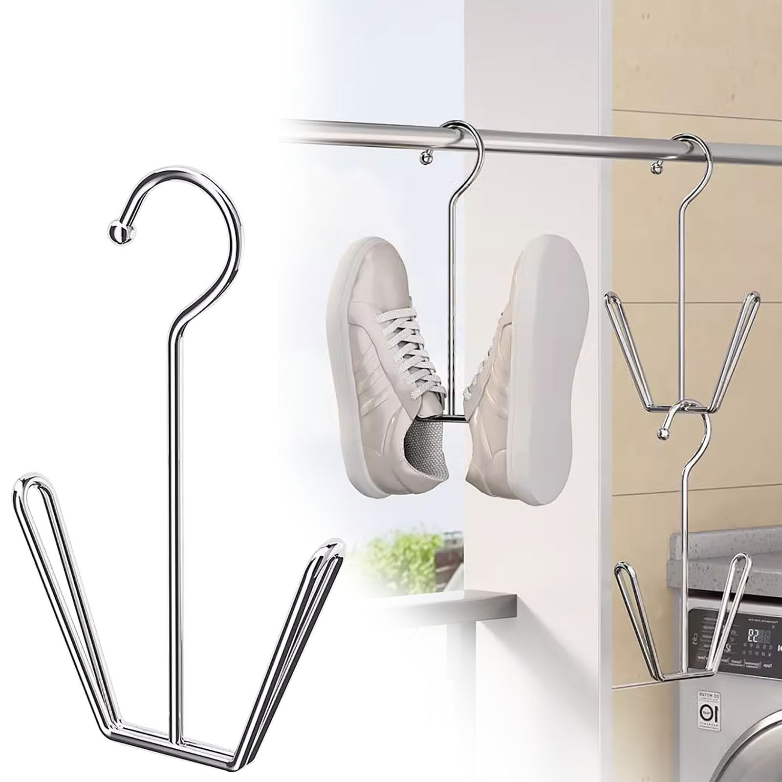 Yoziaaoa 2 pcs Stainless Steel Shoe Drying Rack Hangers Shoe Hooks Sock ...