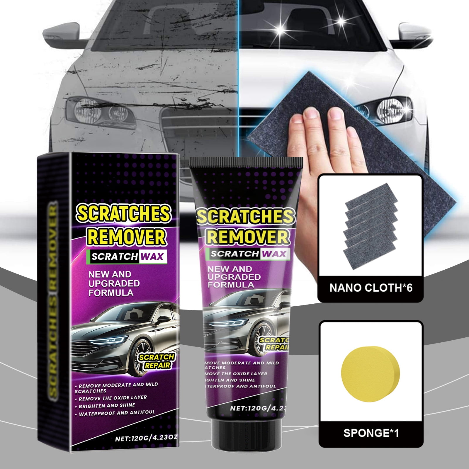 Yoziaaoa 3 Pcs Nano Sparkle Cloth Car Scratch Repair – Nano Technology ...
