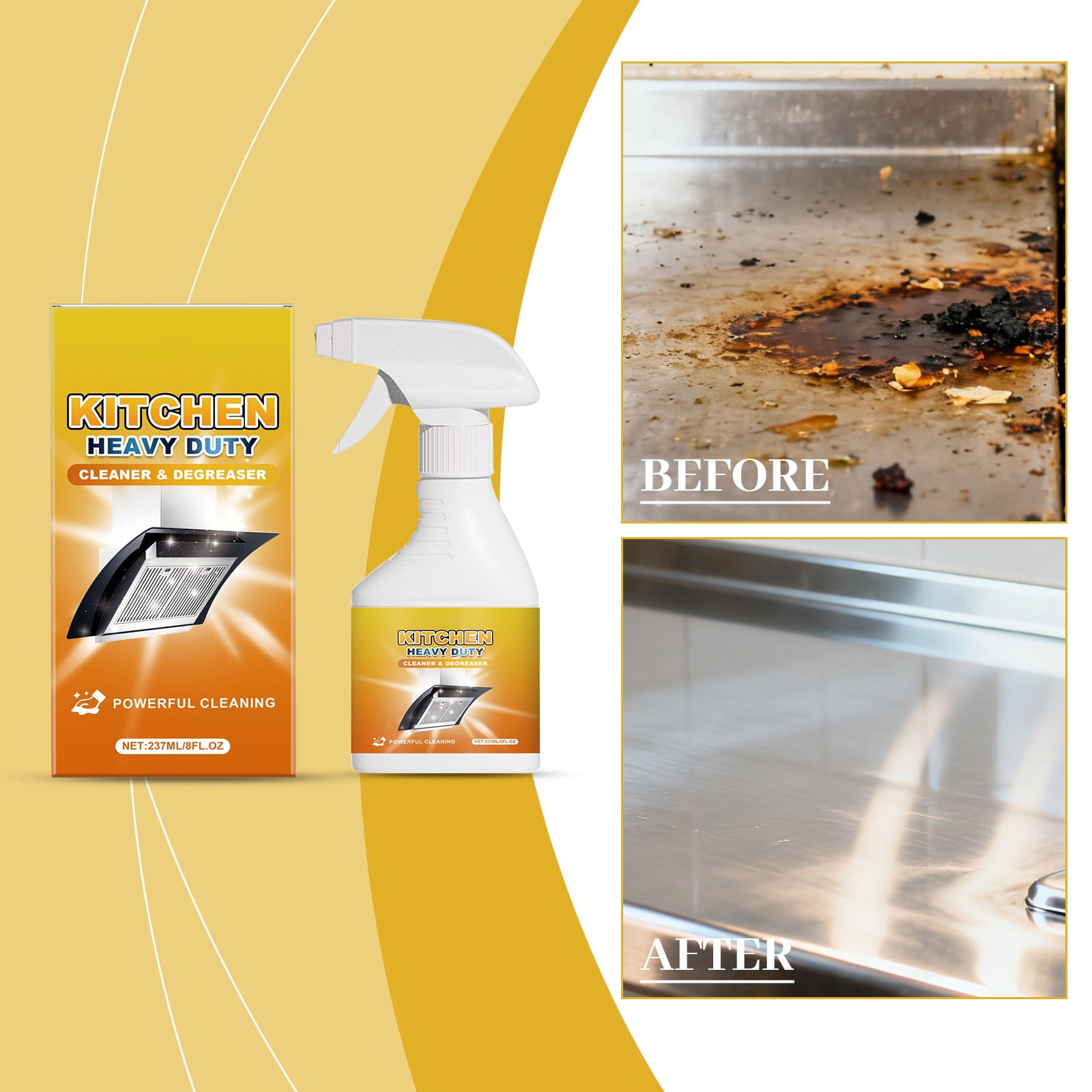 Yoziaaoa 4 Pcs Heavy Duty Kitchen Degreaser, Multi Surface Cleaner for ...