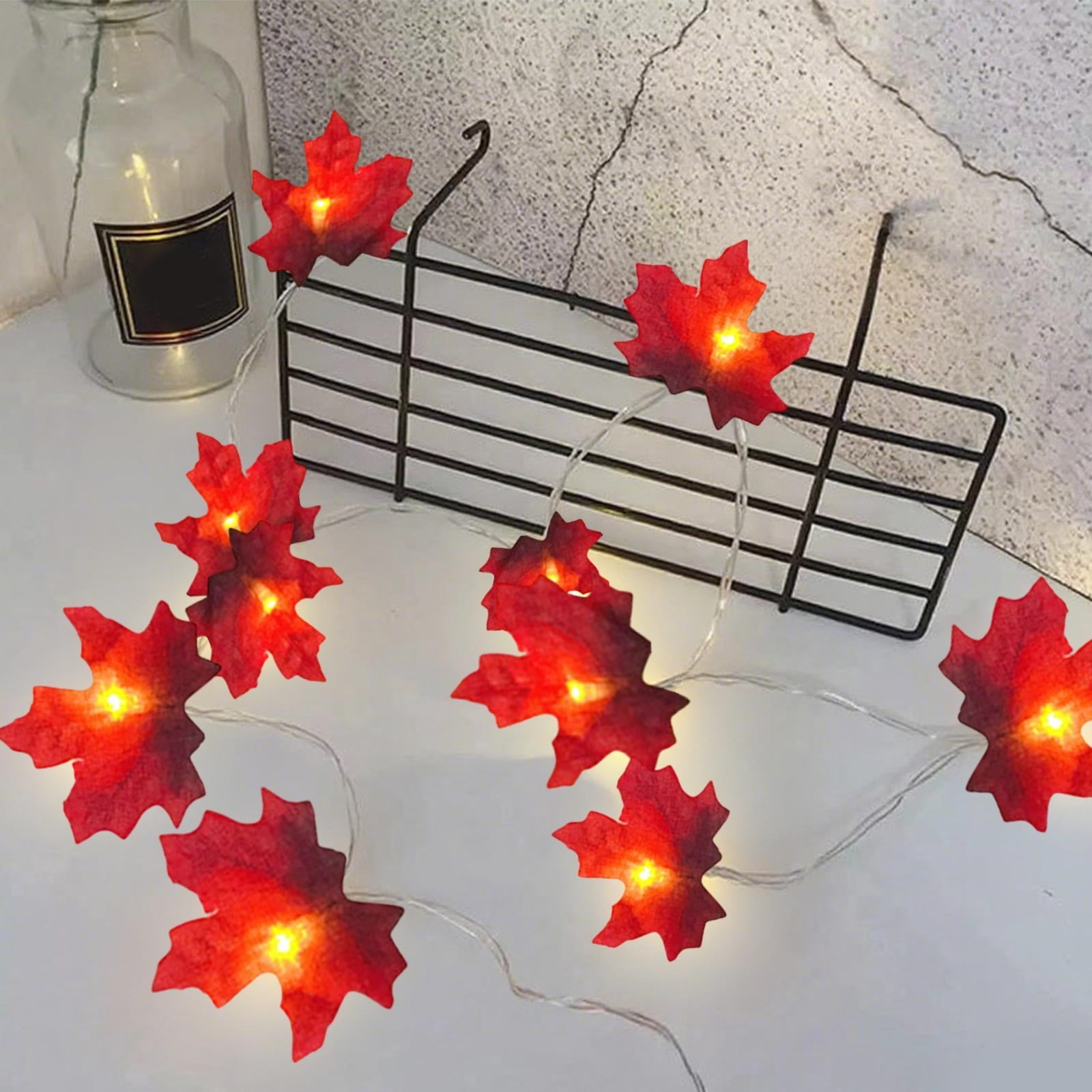 Yoziaaoa 4 Pcs USB Powered Autumn Leaf Lantern Strand with Warm Glow ...