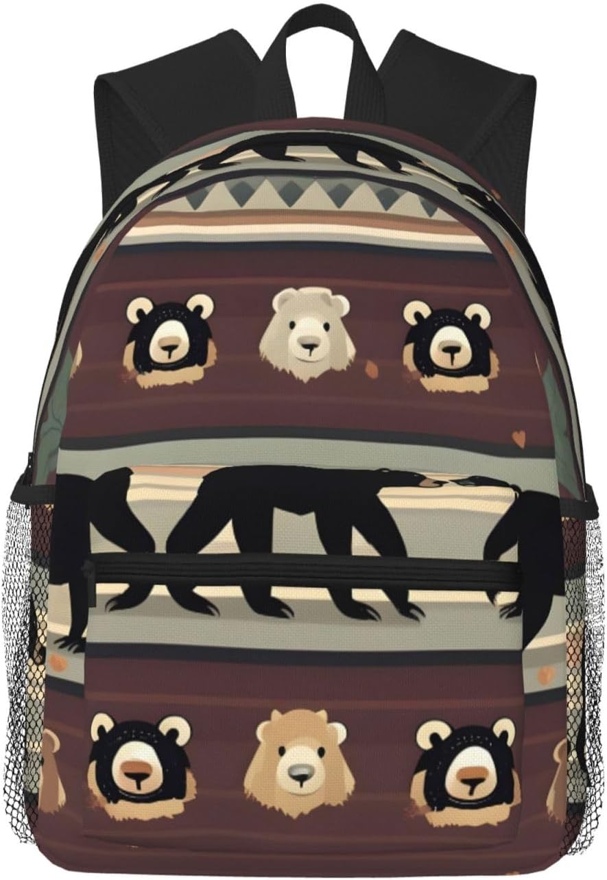 Yqxwjl Bear Print Backpack For Men And Women Lightweight Backpack ...