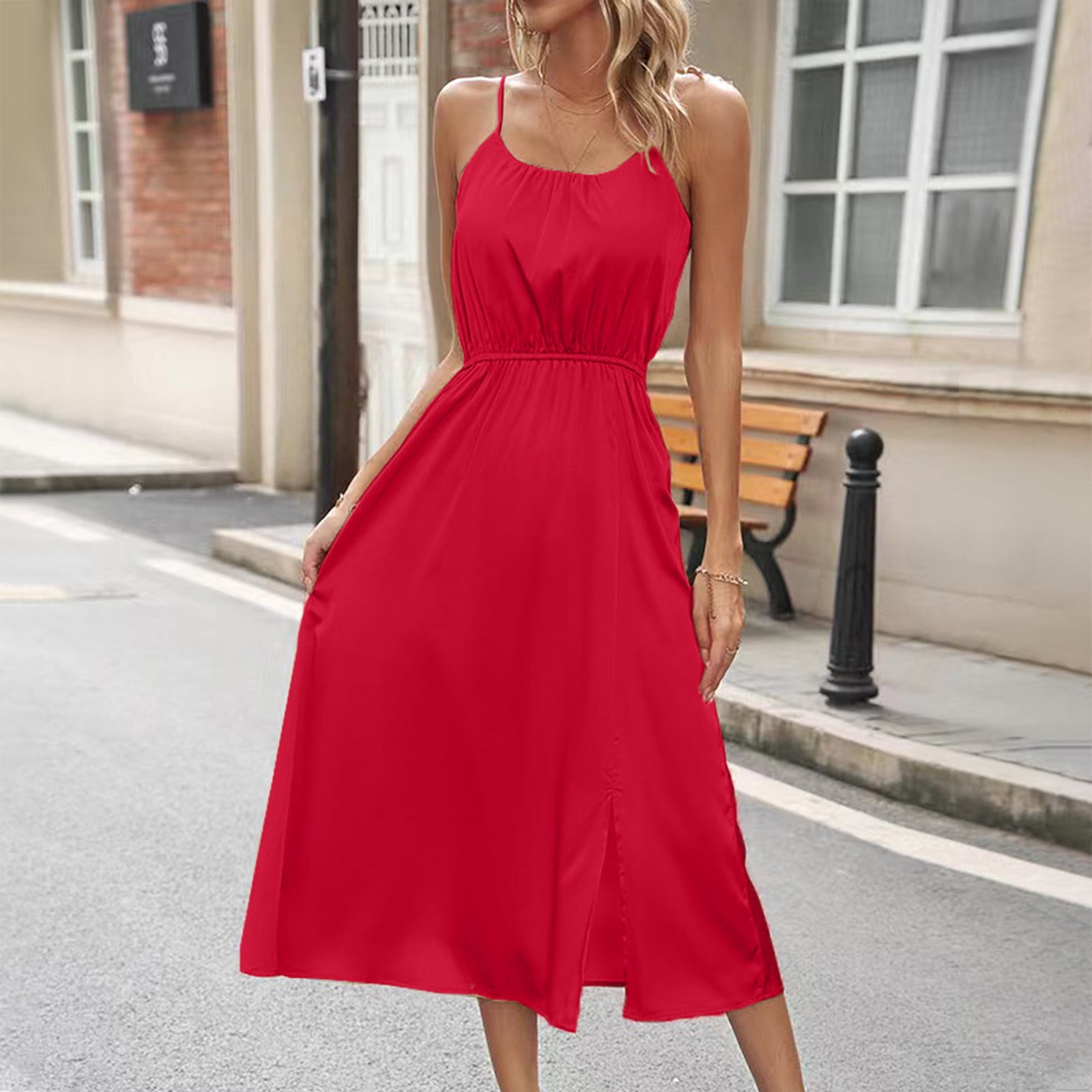 Yrmaups Women 2025 Aline Elastic Waist Elegant Pleated Long Sun Dresses ...