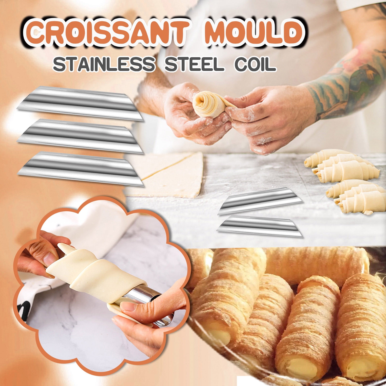 YruYptpaln 5 inch Large Stainless Steel Cannoli Forms Non-stick horn ...
