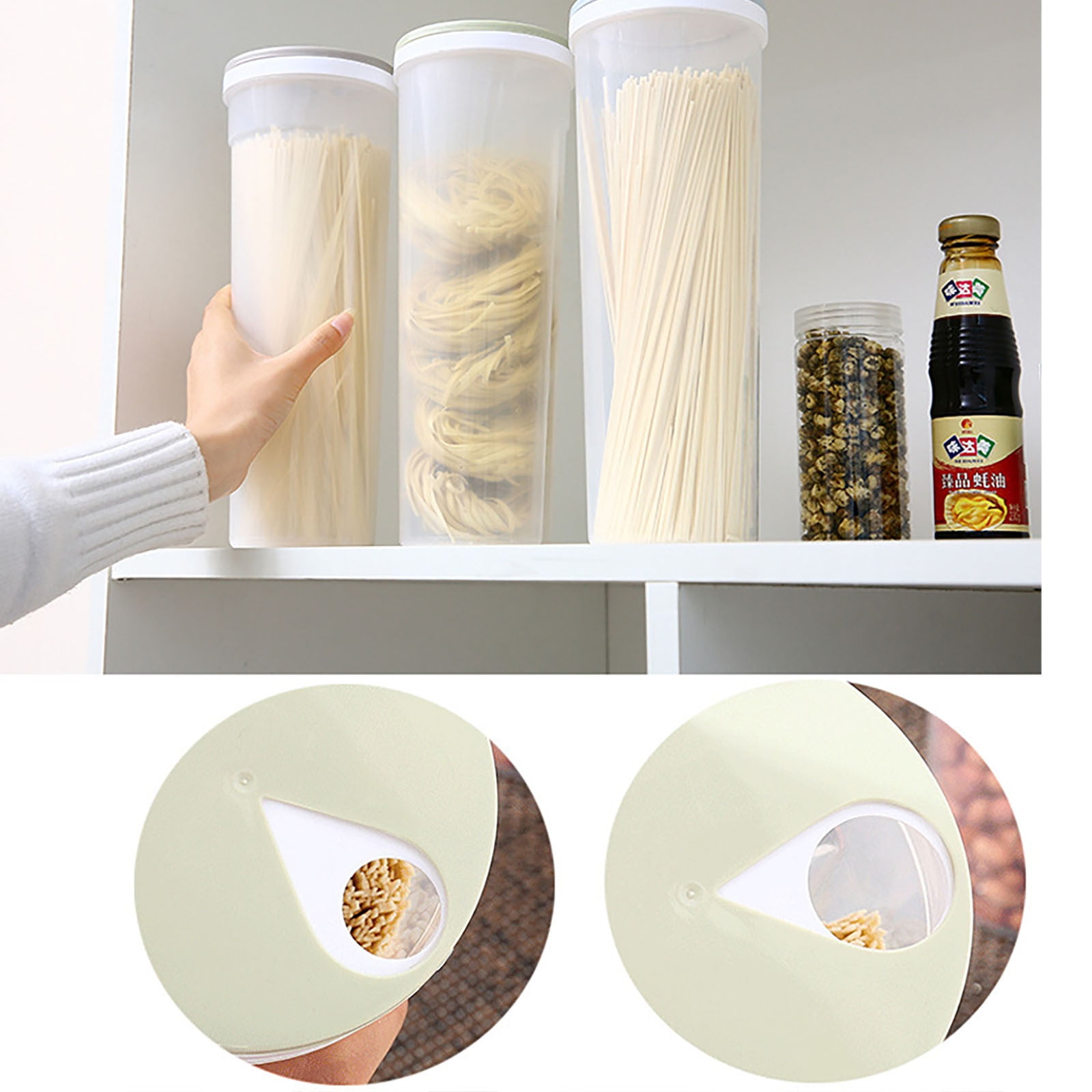 YruYptpaln Clear Tall Food Storage Spaghetti Pasta Container With ...