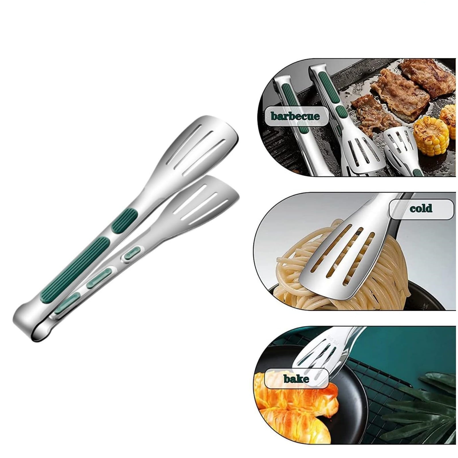 YruYptpaln Cooking Tongs Kitchen Tongs Stainless Steel Metal Long Heavy ...