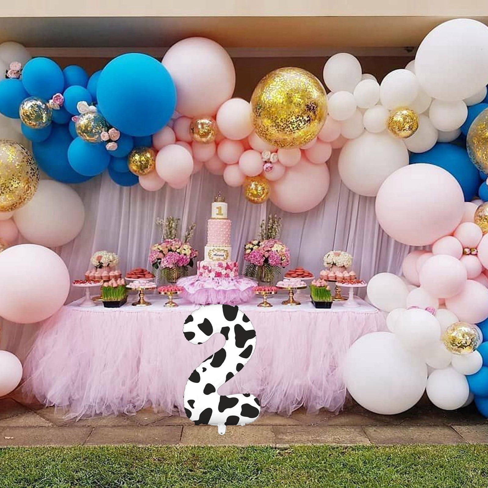 YruYptpaln Cow Print Balloon Birthday Decorations Supplies Theme Number ...