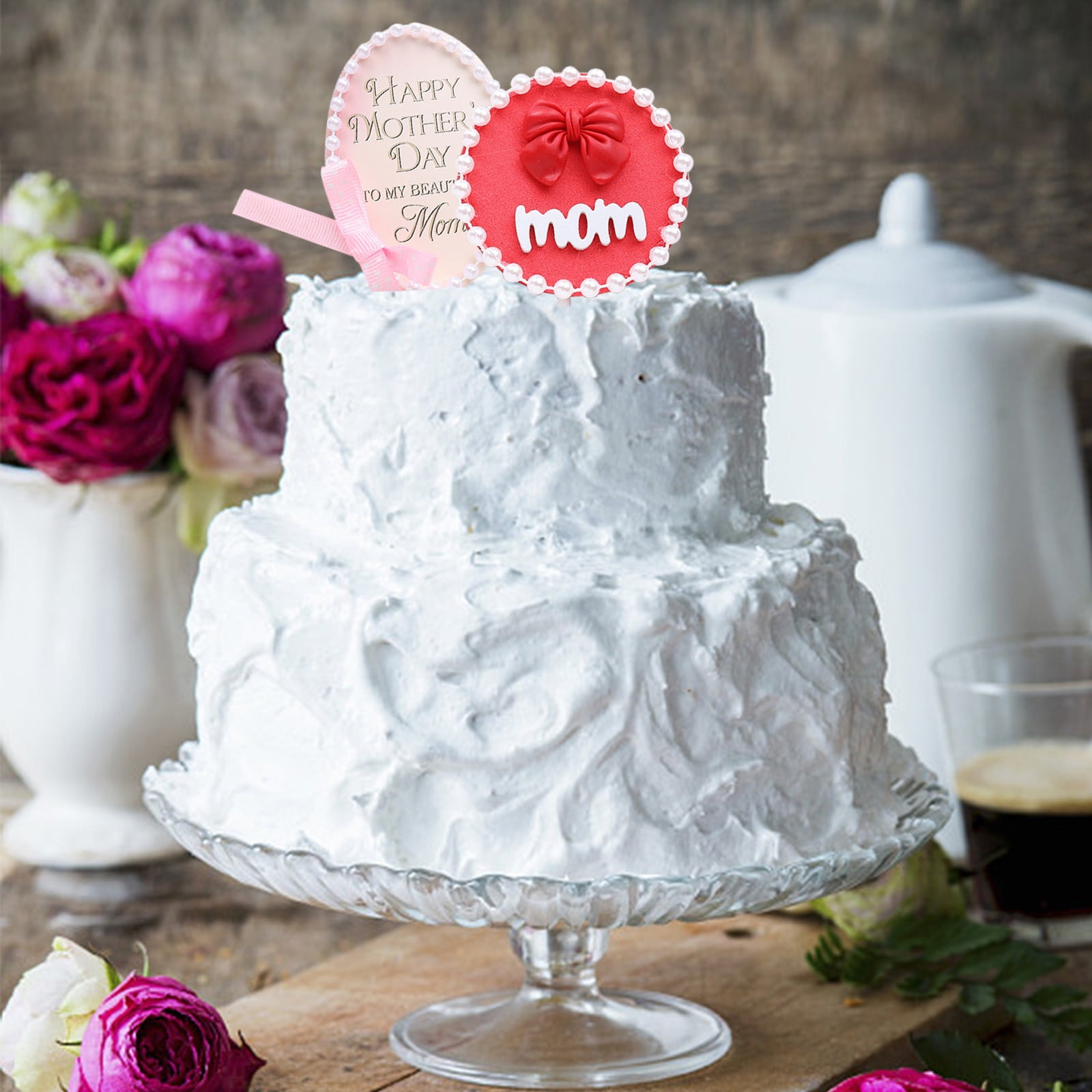 YruYptpaln Day Cake Decoration Three Pearl Insert Birthday Cake Insert ...