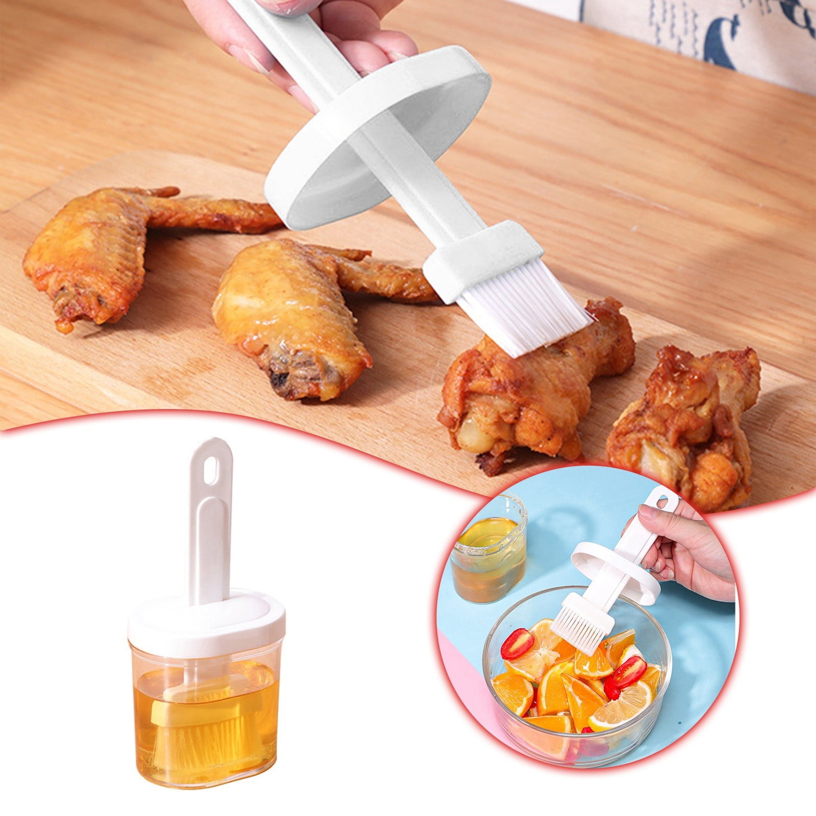 YruYptpaln Frying Cooking Oil Brush Barbecue Container Soy Brush + Oil ...