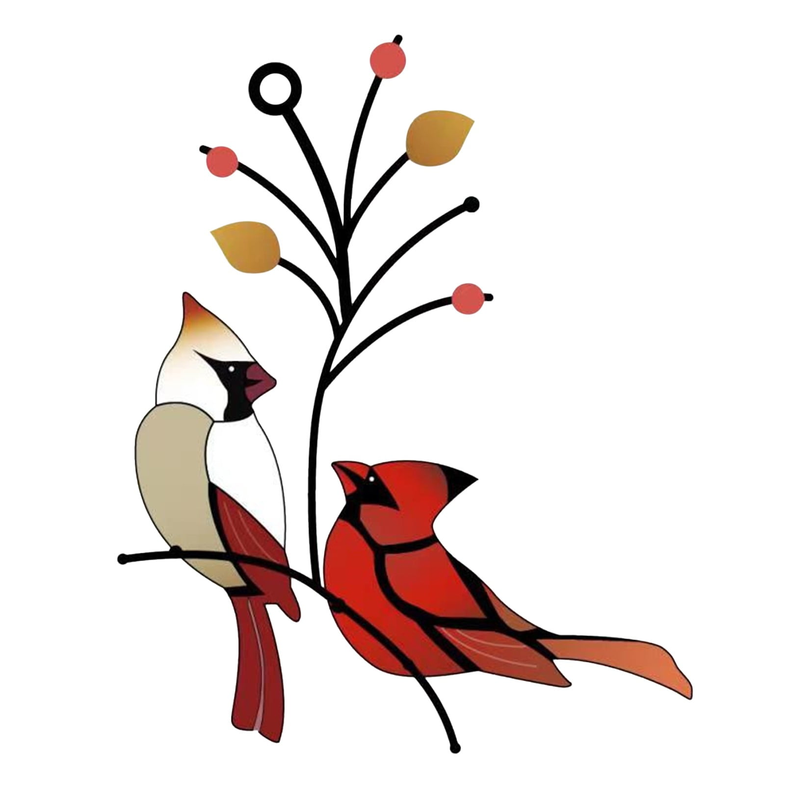 YruYptpaln Hanging Stained Glass Birds Tear Drop Pair Of Red Bird ...