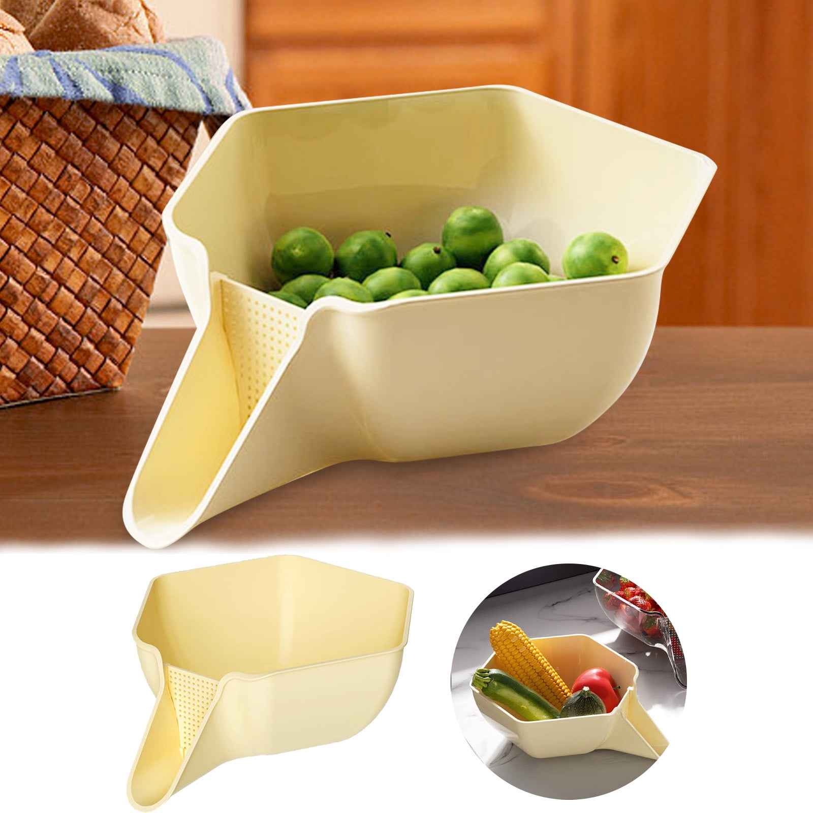 YruYptpaln Mi251018 Functional Drain 2024 New Fruit Cleaning Bowl With ...