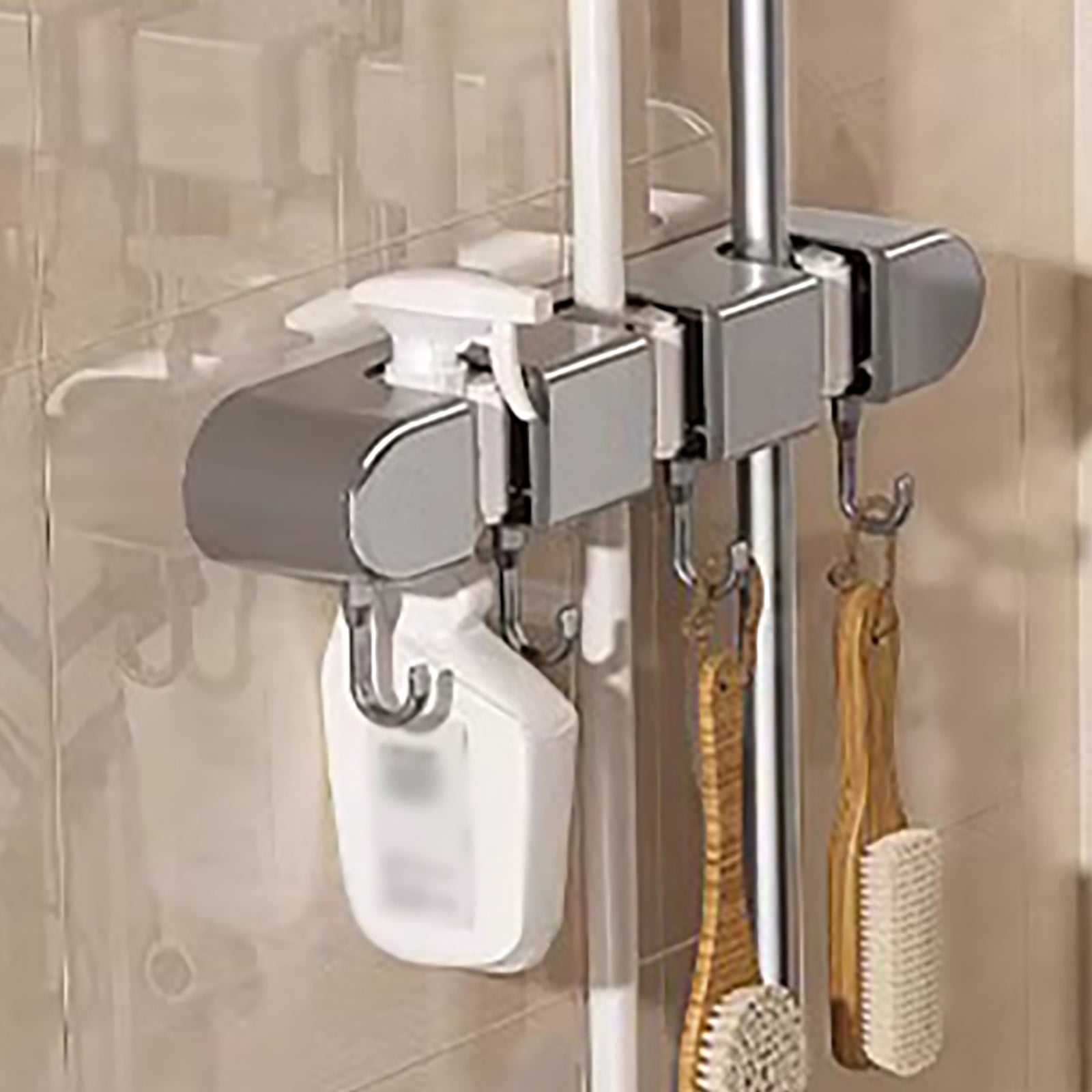 YruYptpaln Mop Clip Wall Hanging Without Punching Mop Hook Fixing Frame ...