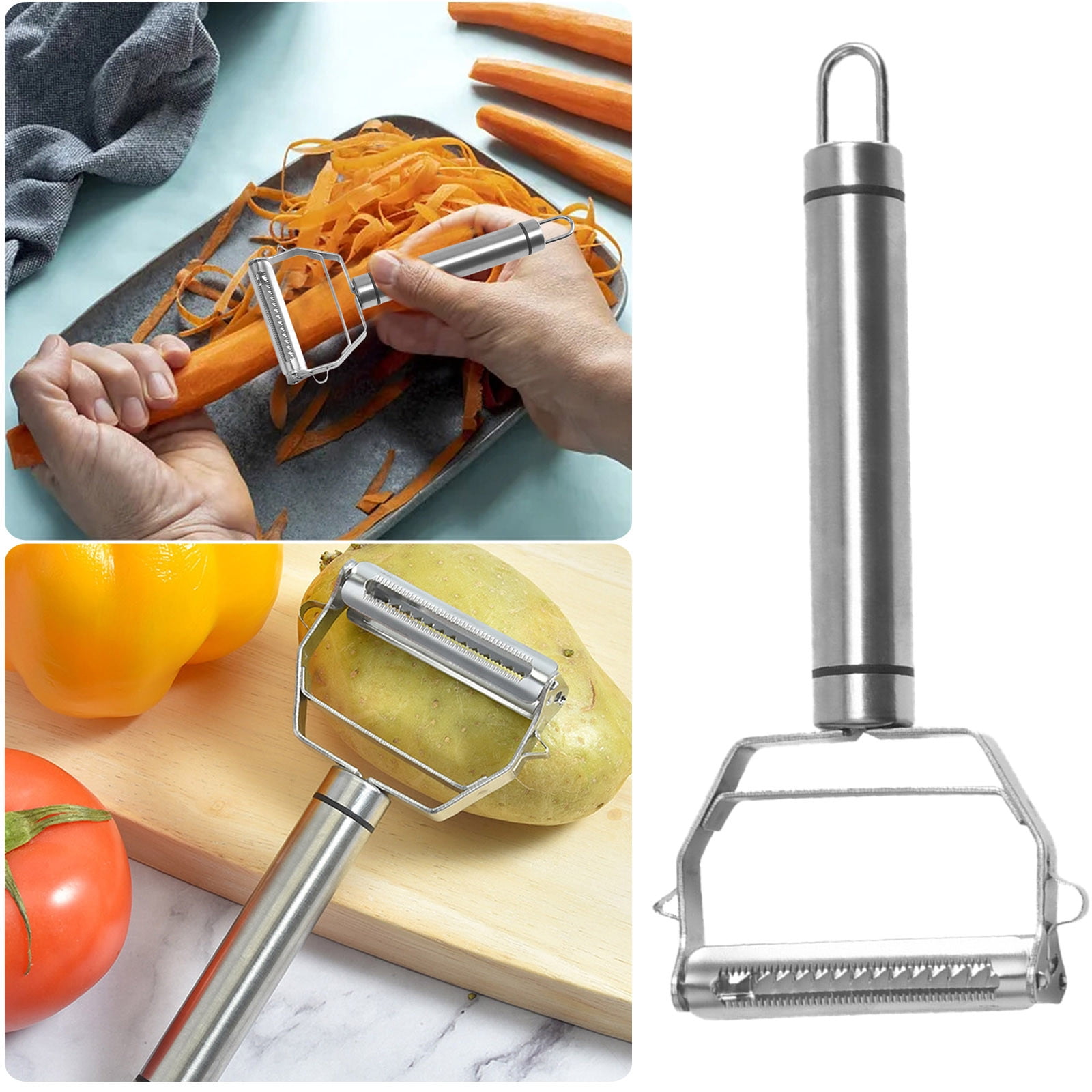 YruYptpaln Peeler Stainless Steel Cutter Slicer With Cleaning Brush Pro ...