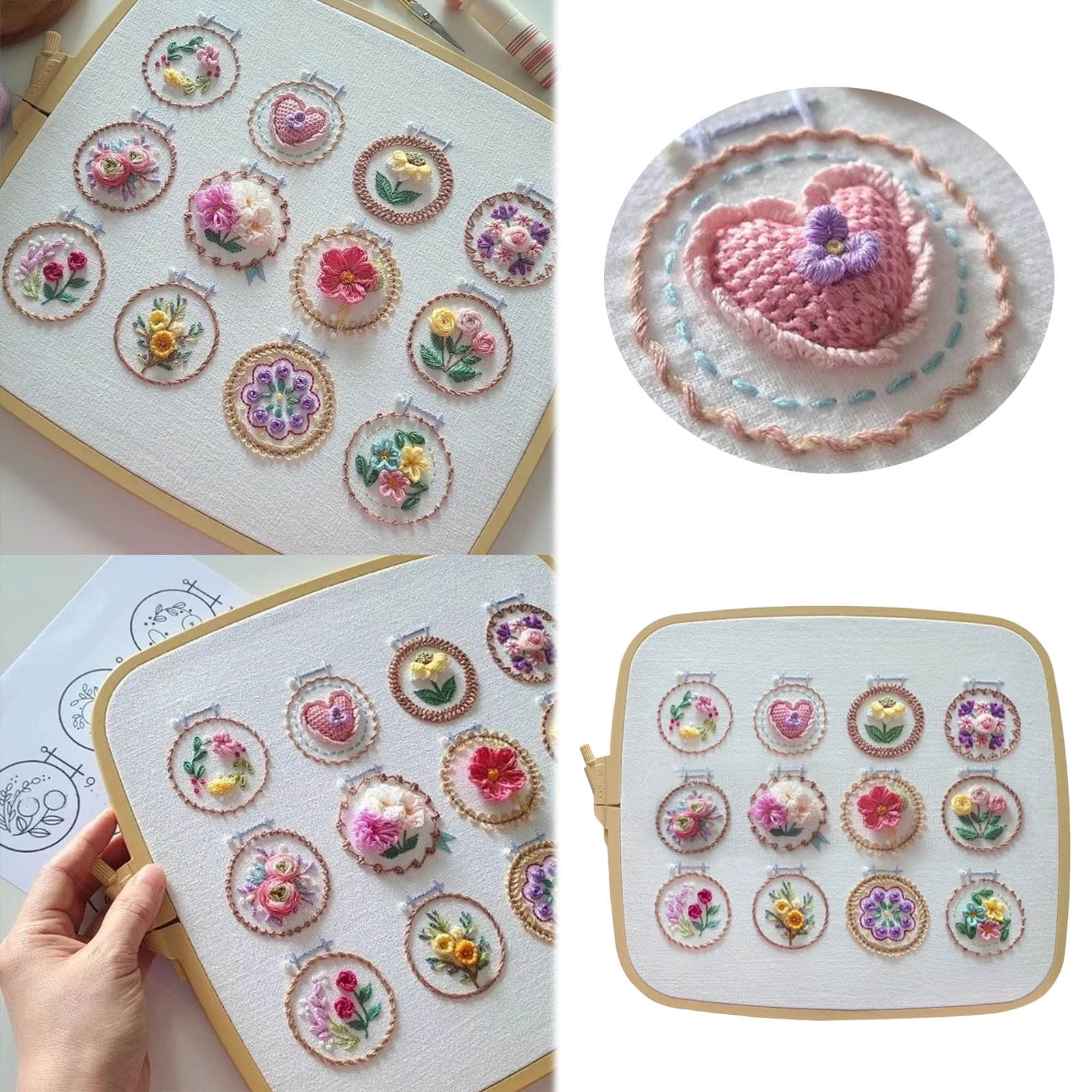 YruYptpaln Small Flower Frame Embroidery Kit 3D Flower Embroidery Kit ...