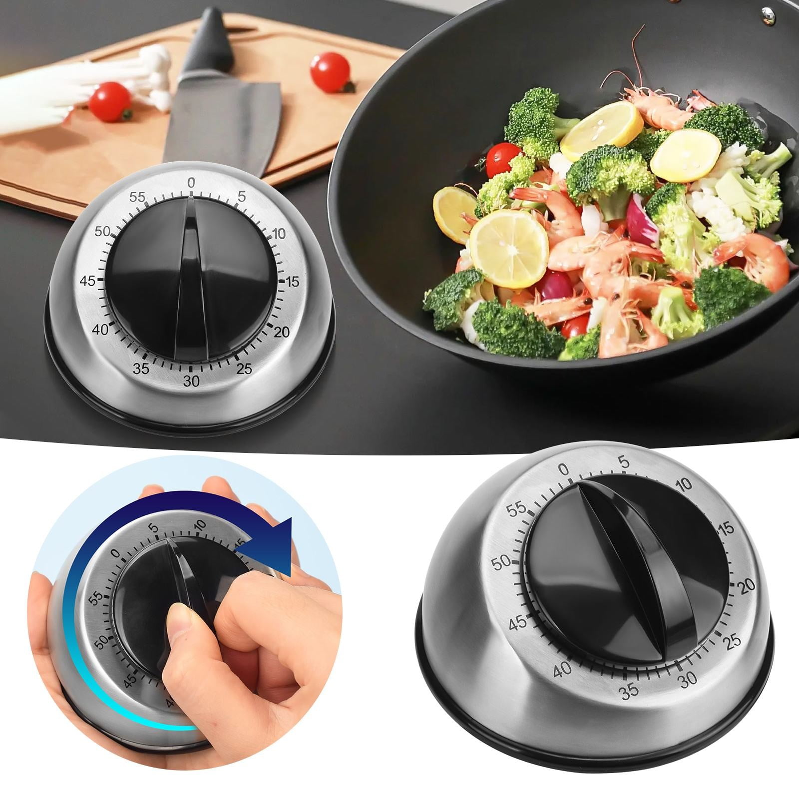 YruYptpaln Stainless Steel Dome Shape Kitchen Timer 60 Minutes ...