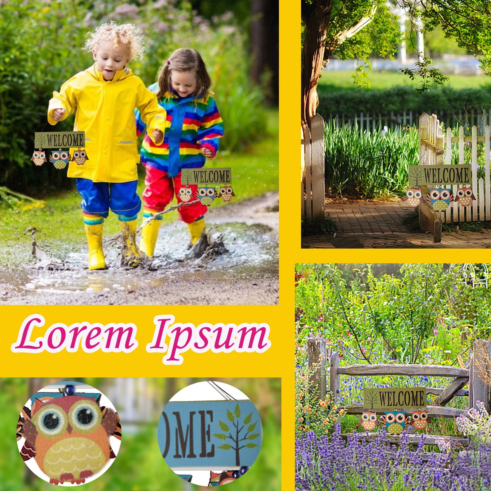 YruYptpaln Welcome Sign Wood Owl Spring Door Sign Wedding Door Sign ...