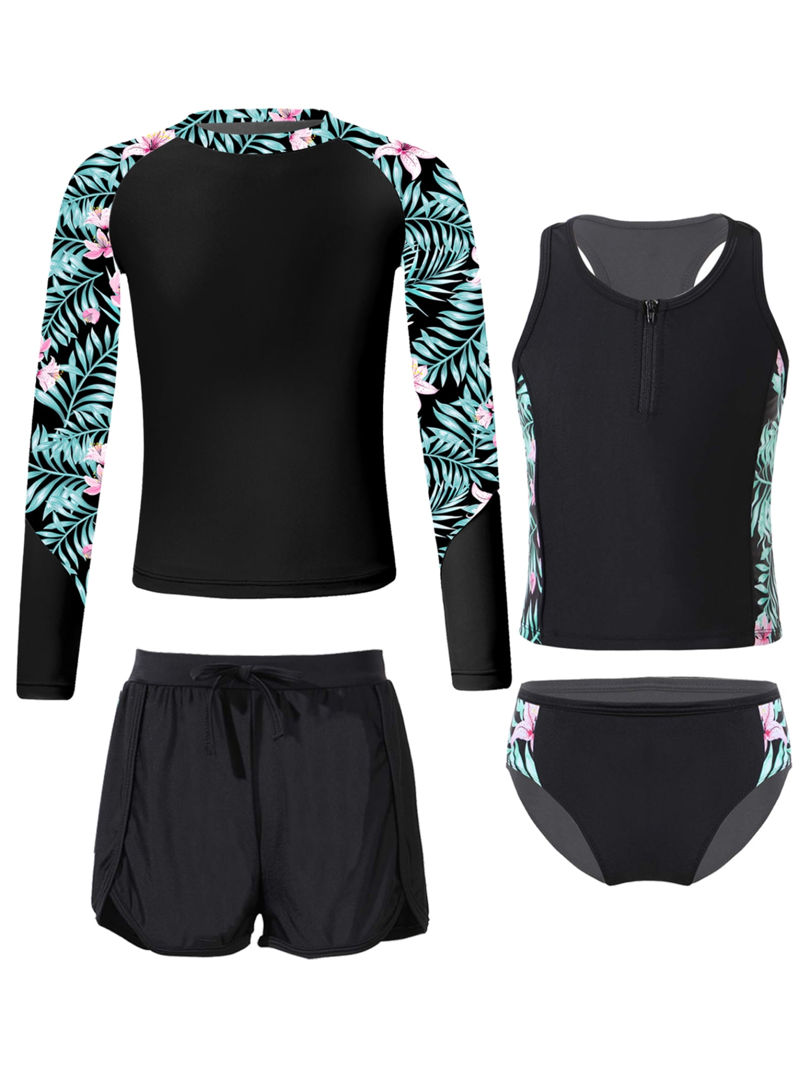 Yruioon Flower Girls Rash Guard Swimwear Tankini Suits Summer Beach ...