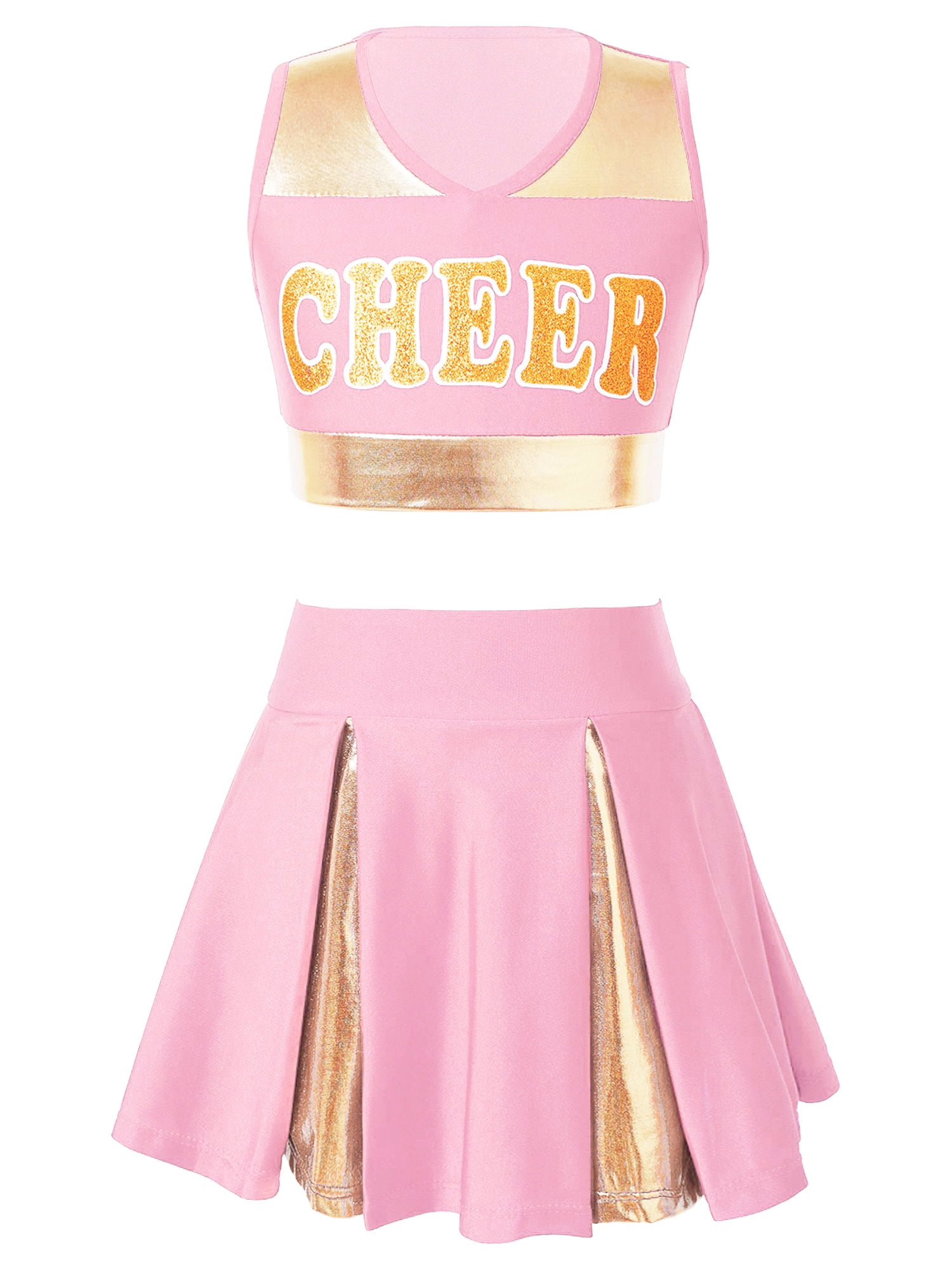 Yruioon Girls Cheer Leader Outfit Cheerleading School Uniform Letter ...