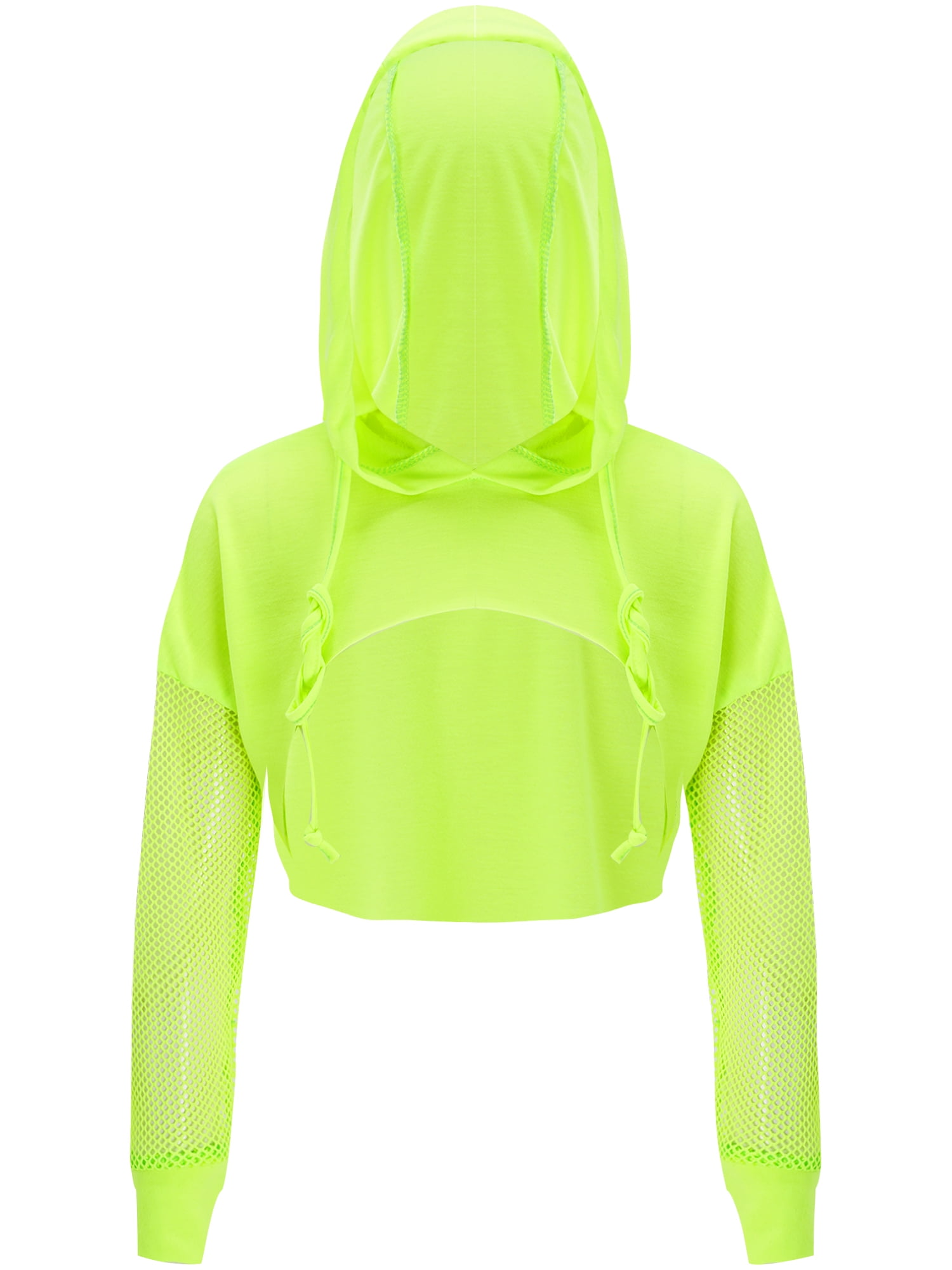 Yruioon Girls Long Sleeve Cropped Hoodie Pullover Mesh Dance Tops ...