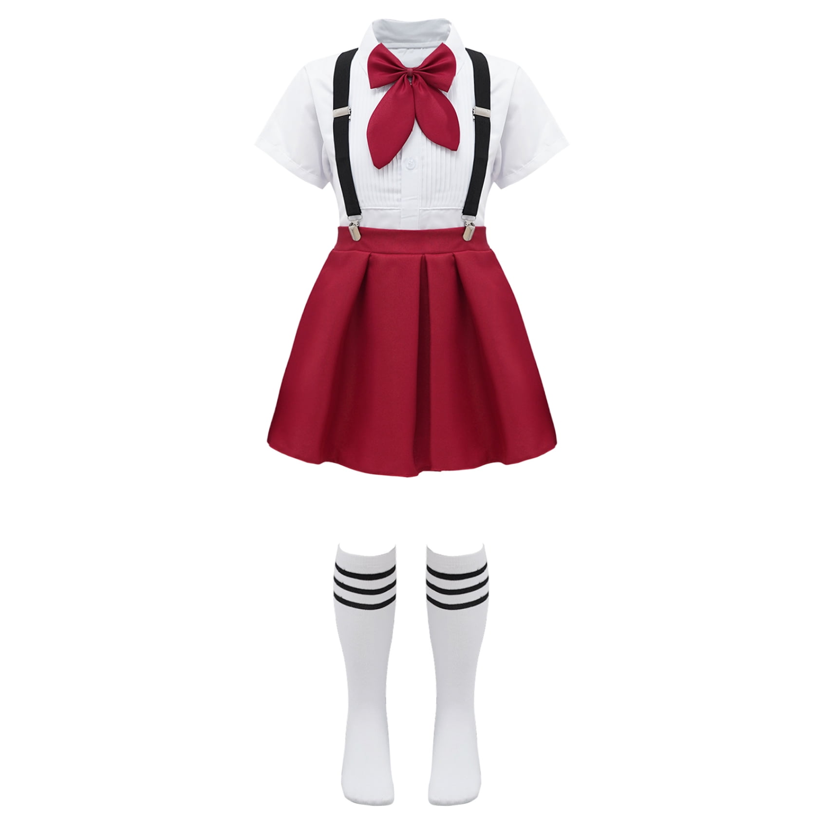 Yruioon Japanese School Girls Uniform Sailor Dress Shirts Skirt with ...