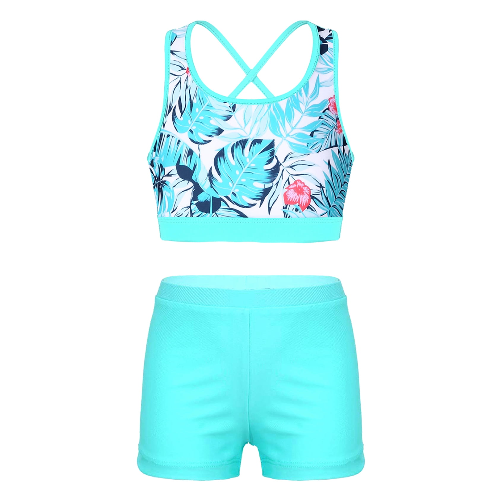 Yruioon Kids 2 Piece Tankini Swimwear，Girls Water Park Swimsuit Swim ...
