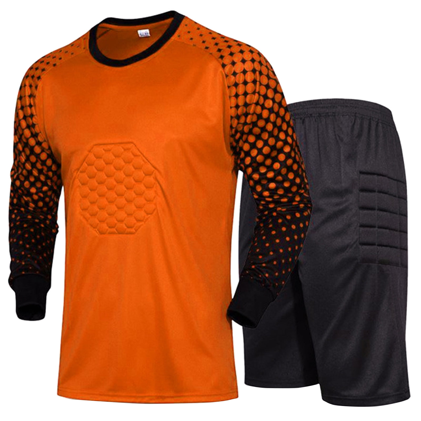 Yruioon Men's 2 Piece Soccer Goalkeeper Jersey Tracksuit Adult Padded ...