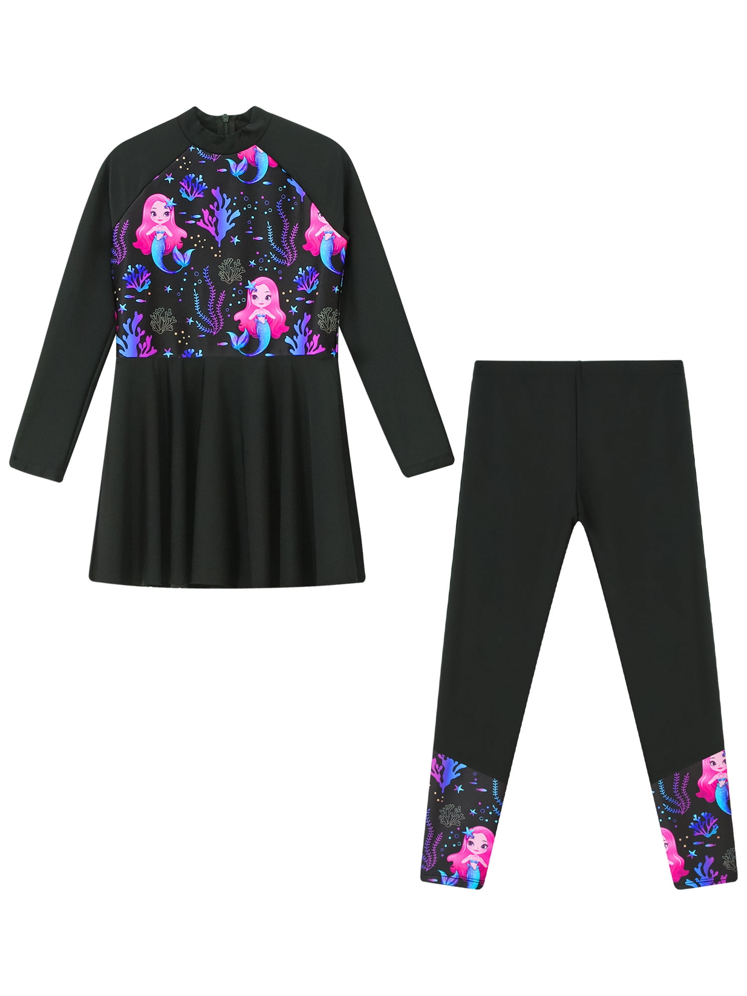 Yruioon Rash Guard for Girls Swimming Costume Long Sleeve Swim Dress ...