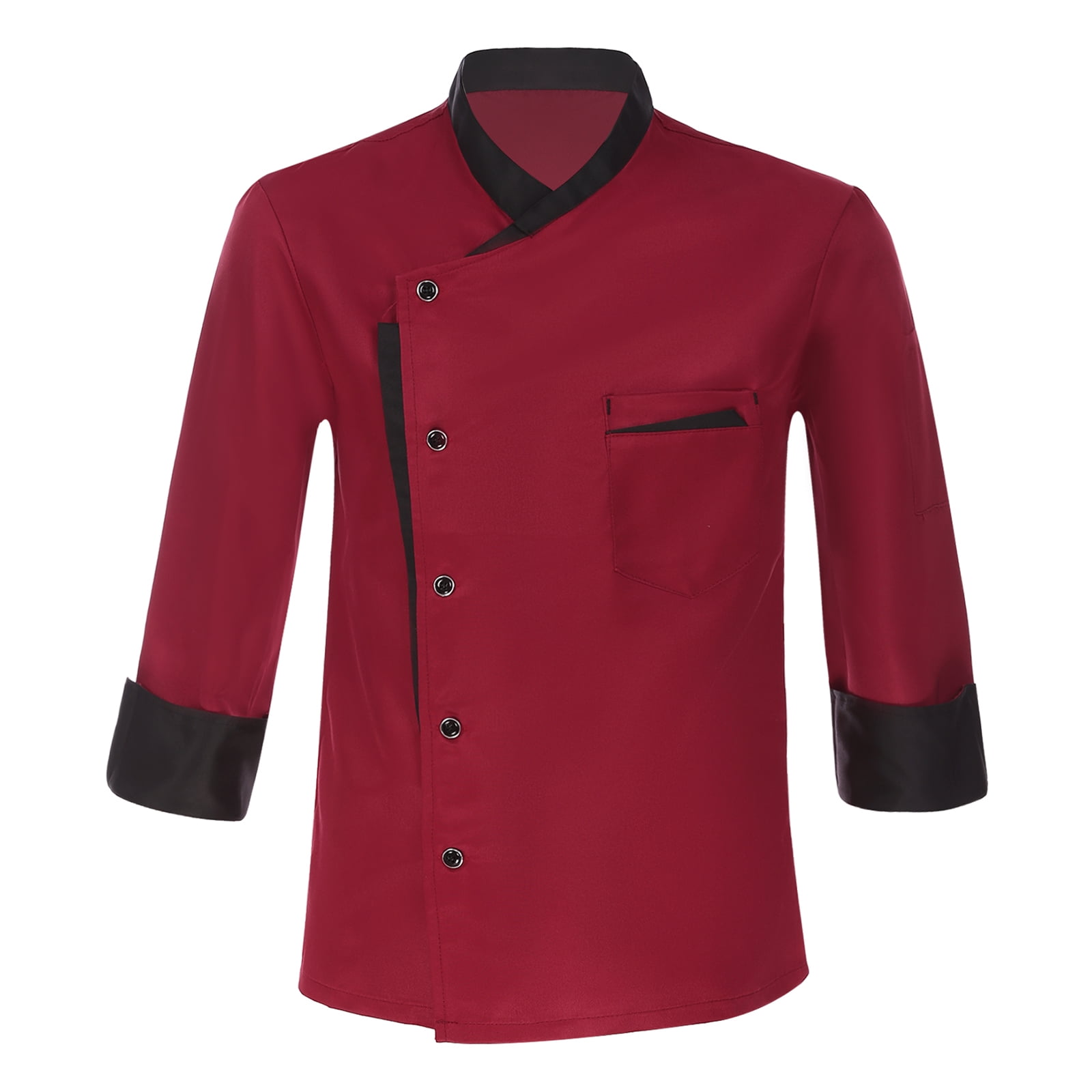 Yruioon Unisex Chef Coat Men's Long Sleeve Chef Jacket Restaurant ...