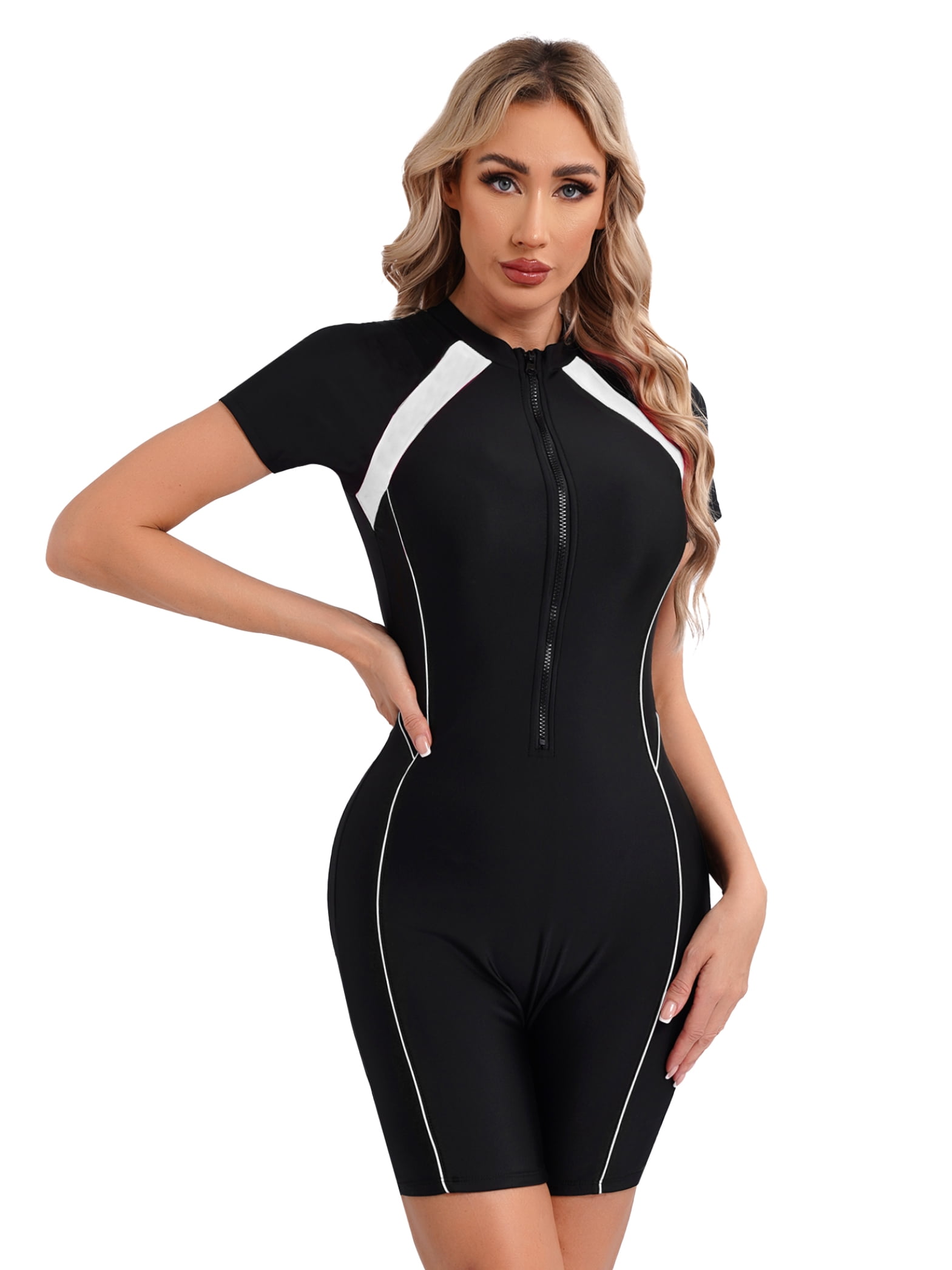Yruioon Womens Padded Rash Guard One Piece Swimsuit Boyleg Sports ...