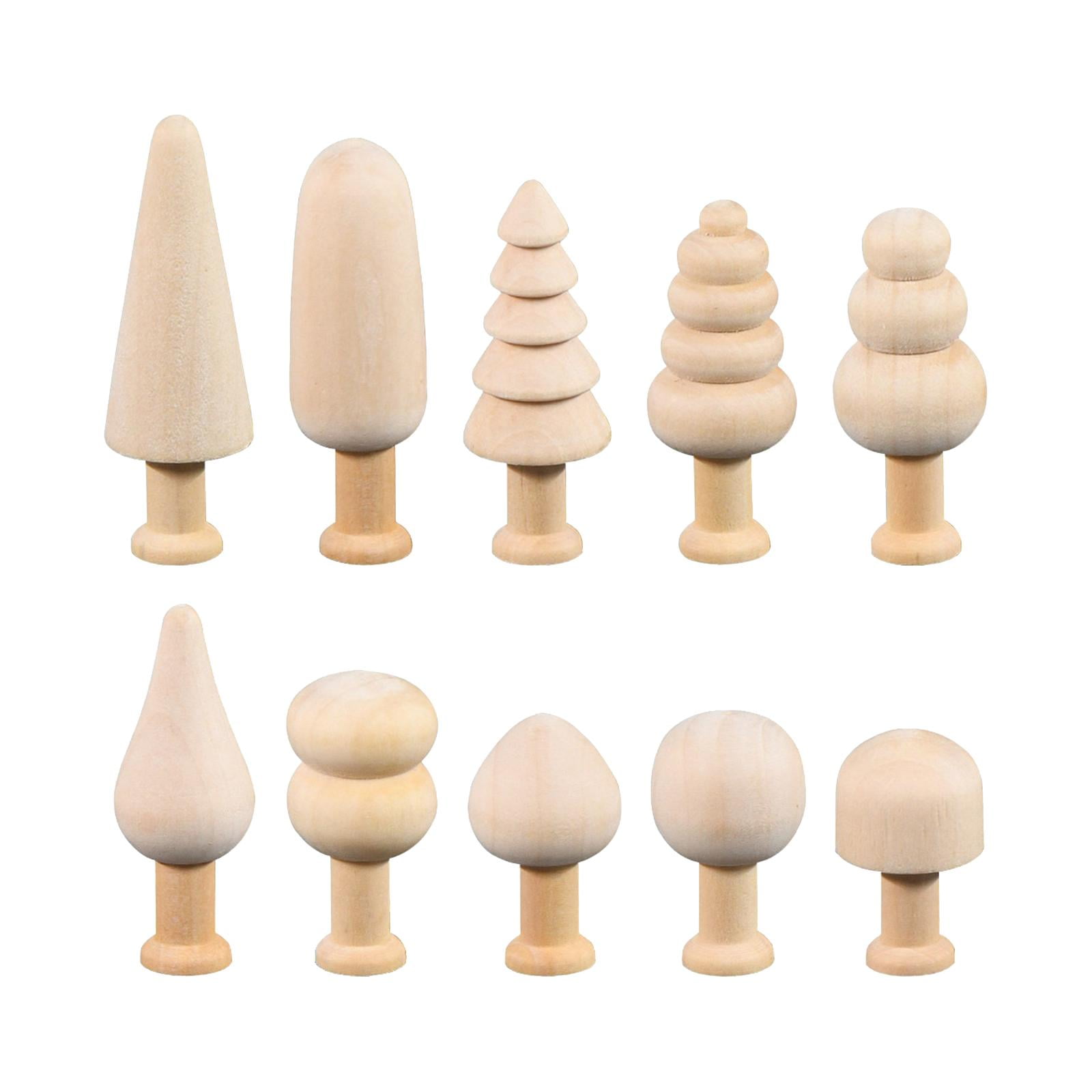 YsXoWiui 10 Pieces Unfinished Wood Tree Mini Wooden Trees Smooth Blank ...