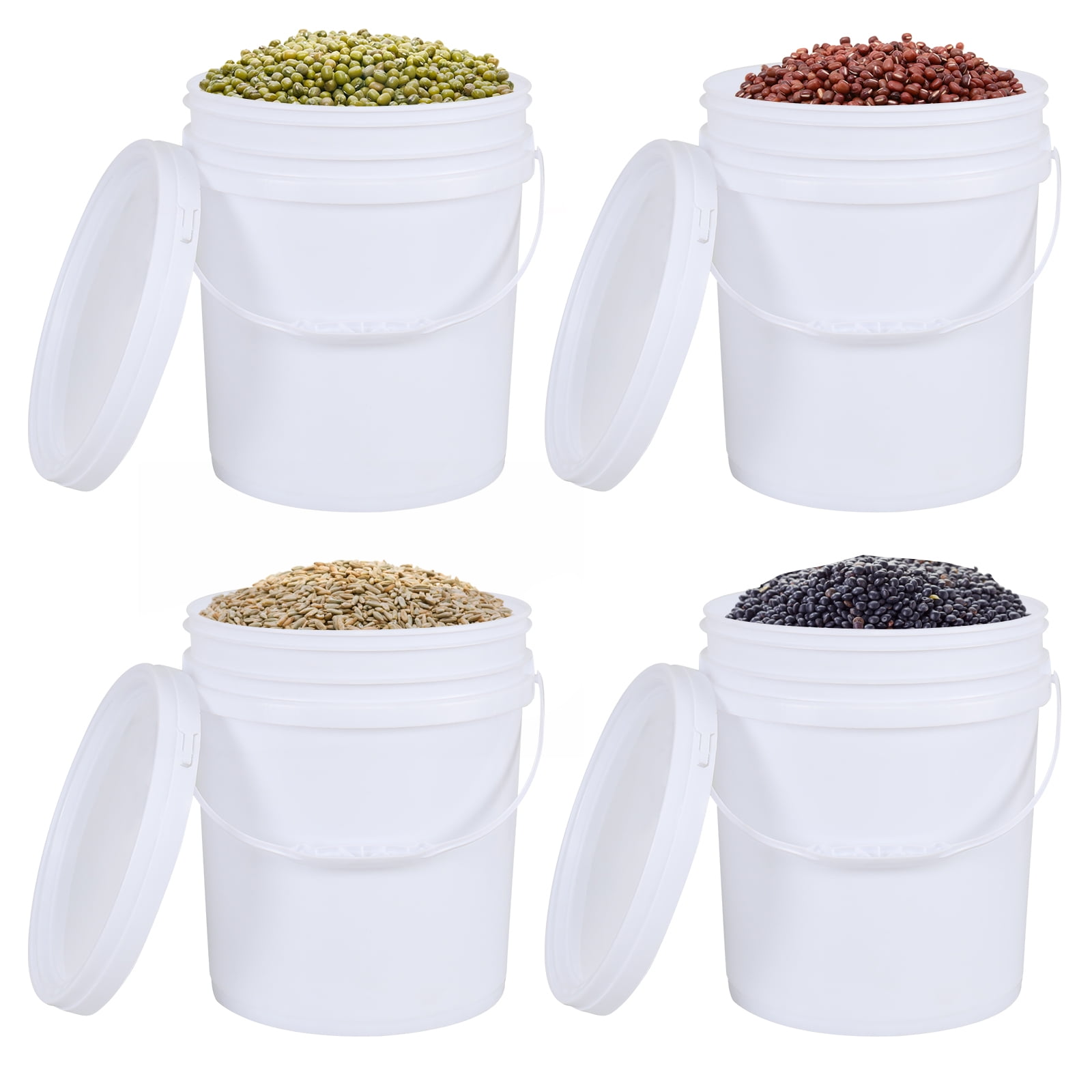 Ysmiltion 7 Gallon White Plastic Bucket Pail Container, Round Food ...