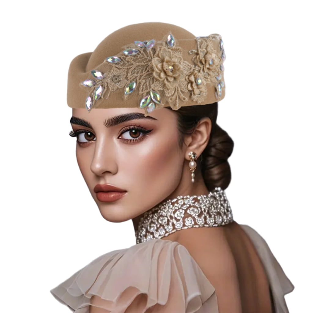 Ysmooiuy Cocktail Party Hat Embroidery Flower Fascinator Hat Caps 20s ...