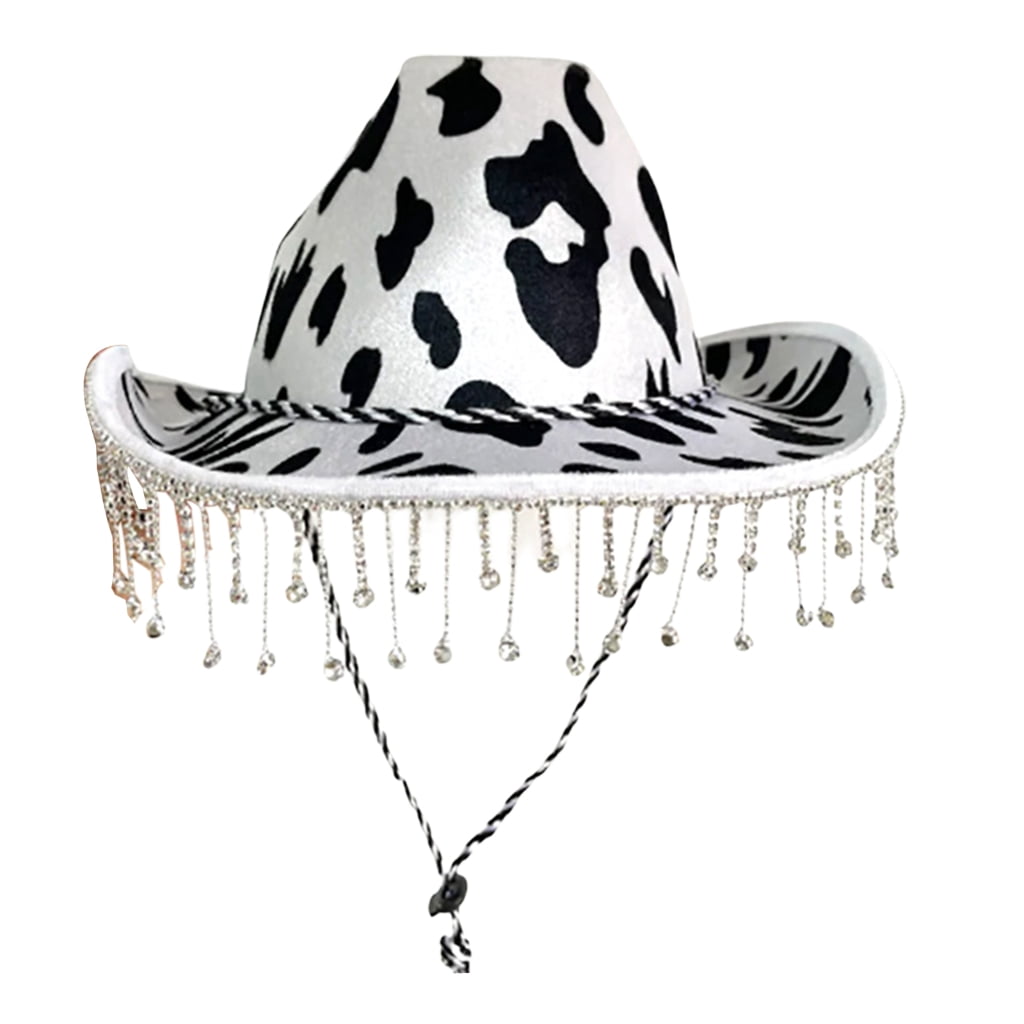 Ysmooiuy Dairy-Cow Print Size Women Cowgirl Hats Unisex Party Costume ...