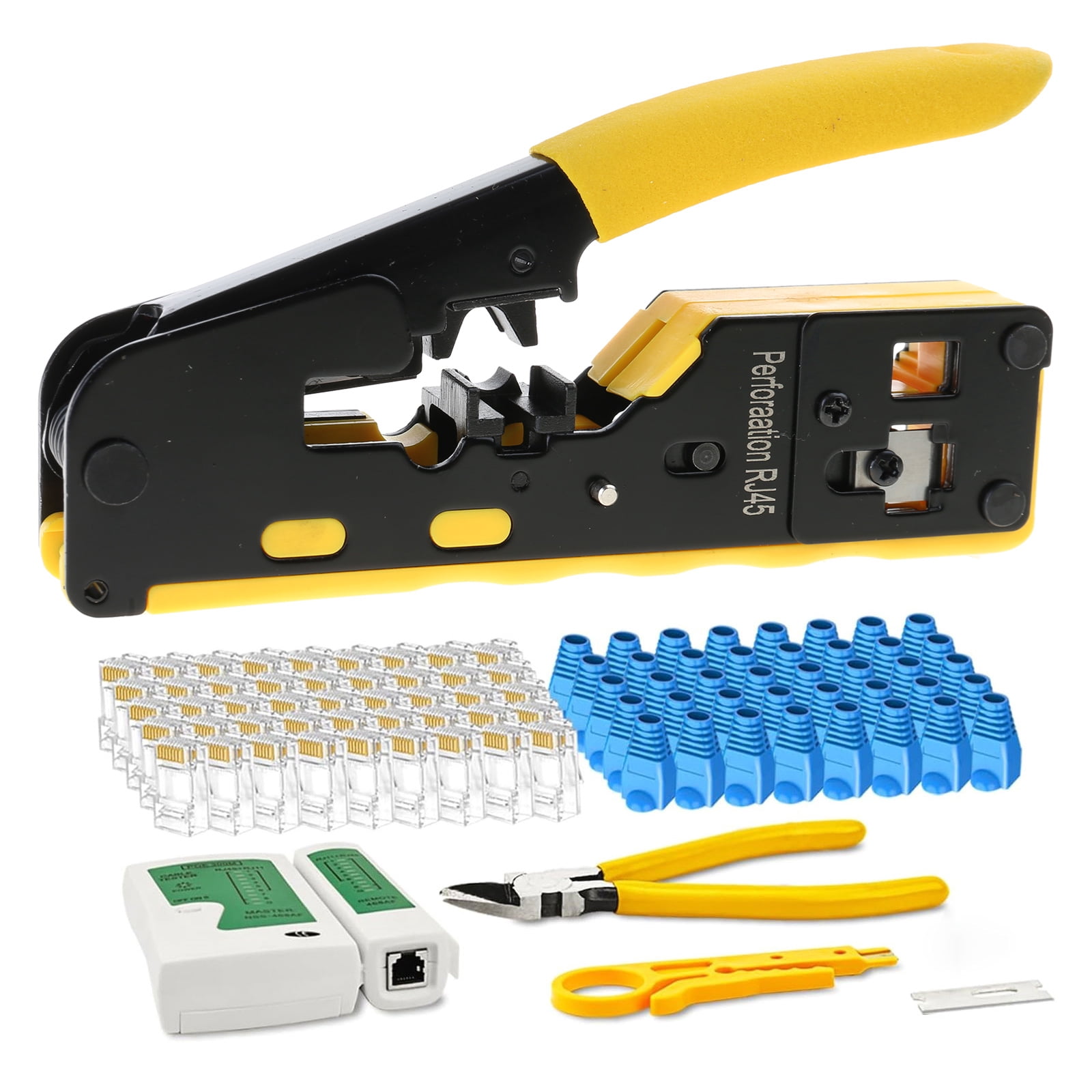 Ysmooiuy Professional 45 Crimping Tool Set For CAT5/CAT6/CAT7 ...