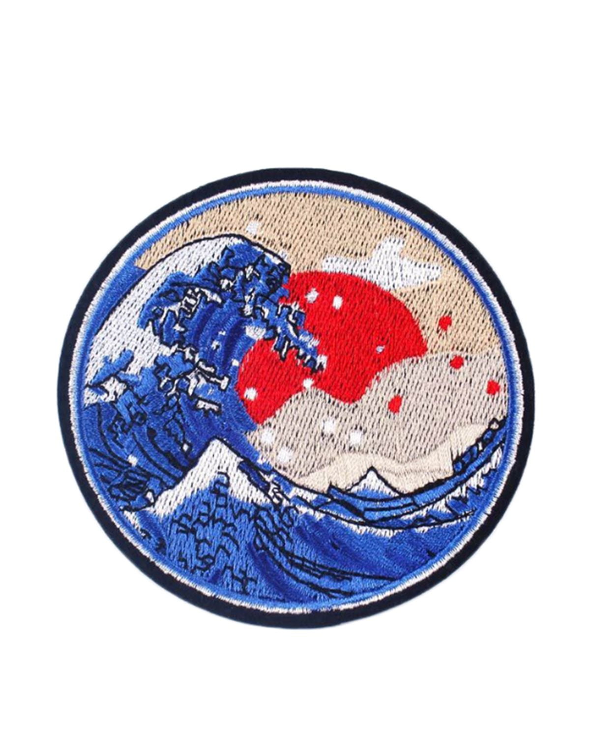 Ysmzzmsy 1 PCS Waves Iron On or Sew On Embroidered Waves Patch Circular ...