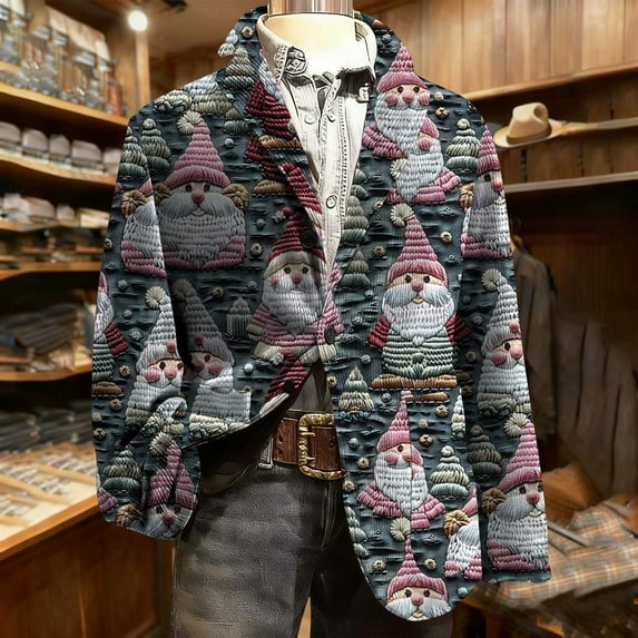 Yteetum Christmas Corduroy Blazer for Men Oversized Ugly Christmas ...