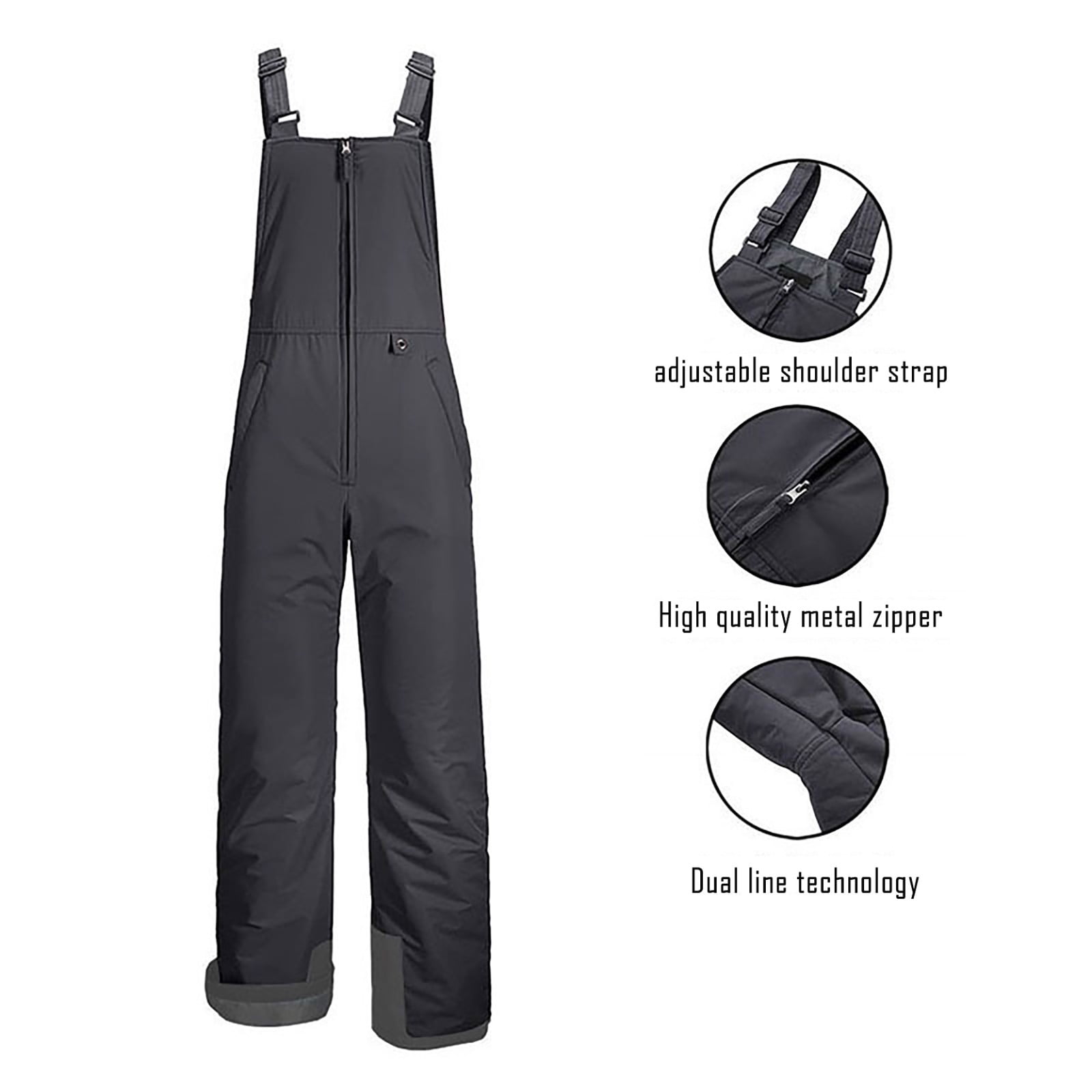 Yteetum Men's Insulated Snow Bibs Overalls Oversized Waterproof Windproof Baggy Ski Pant ...
