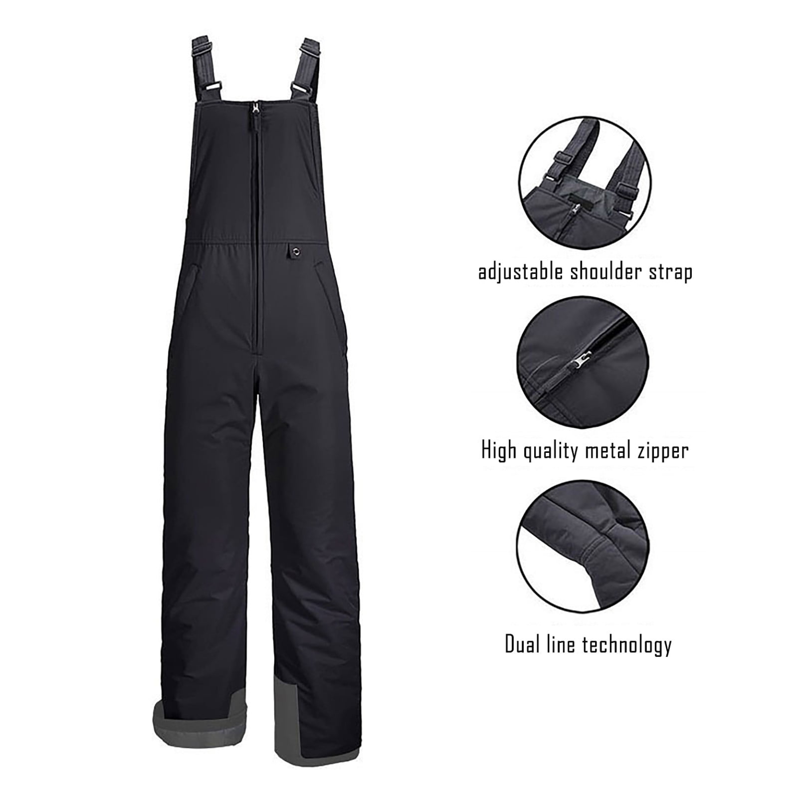Yteetum Men's Insulated Snow Bibs Overalls Oversized Waterproof Windproof Baggy Ski Pant ...