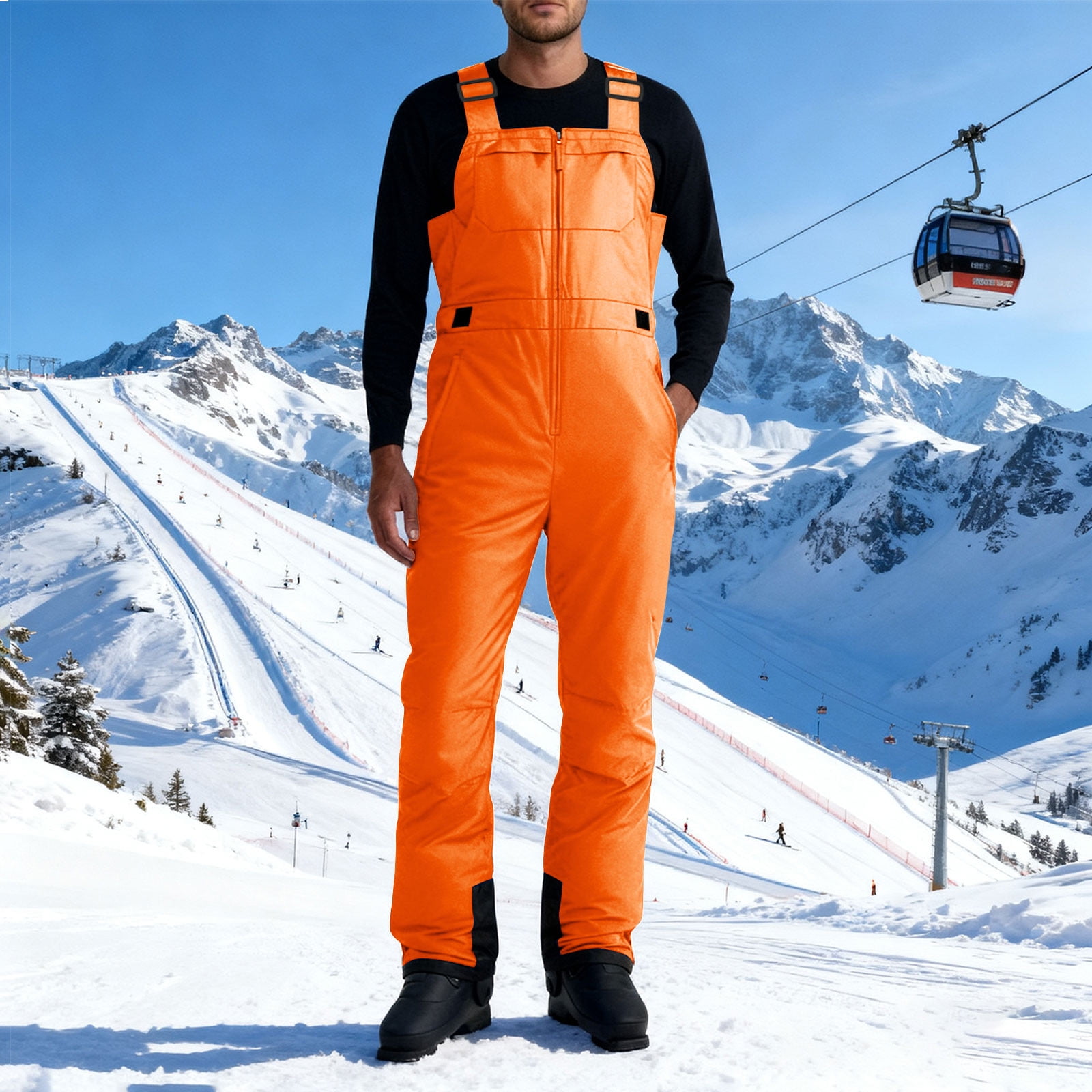 Yteetum Overalls for Men Insulated Snow Bibs Overalls Oversized ...