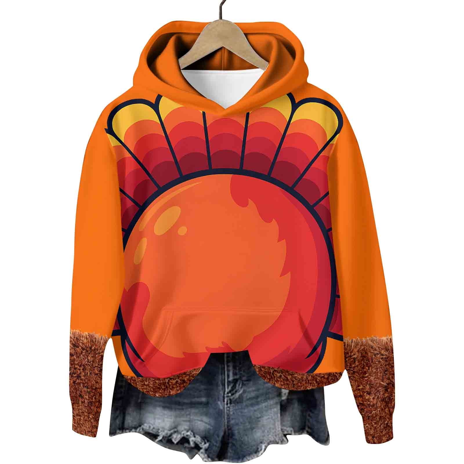 Yteetum Oversize Hoodies for Women Fleece Lining Thanksgiving Turkey ...
