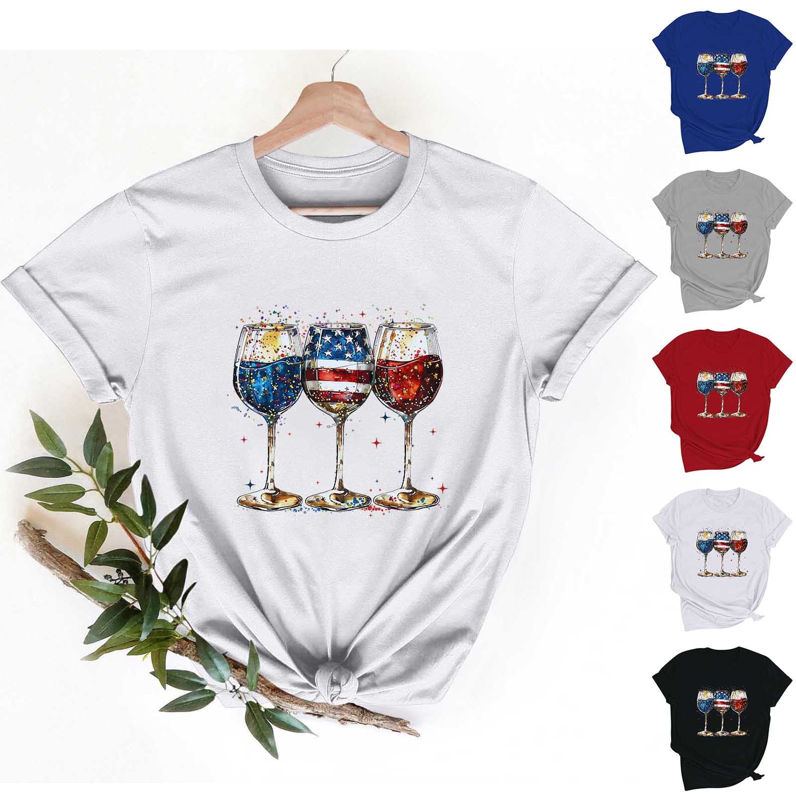 Yteetum Red White and Blue Shirts for Women 4th of July Americans Flag ...