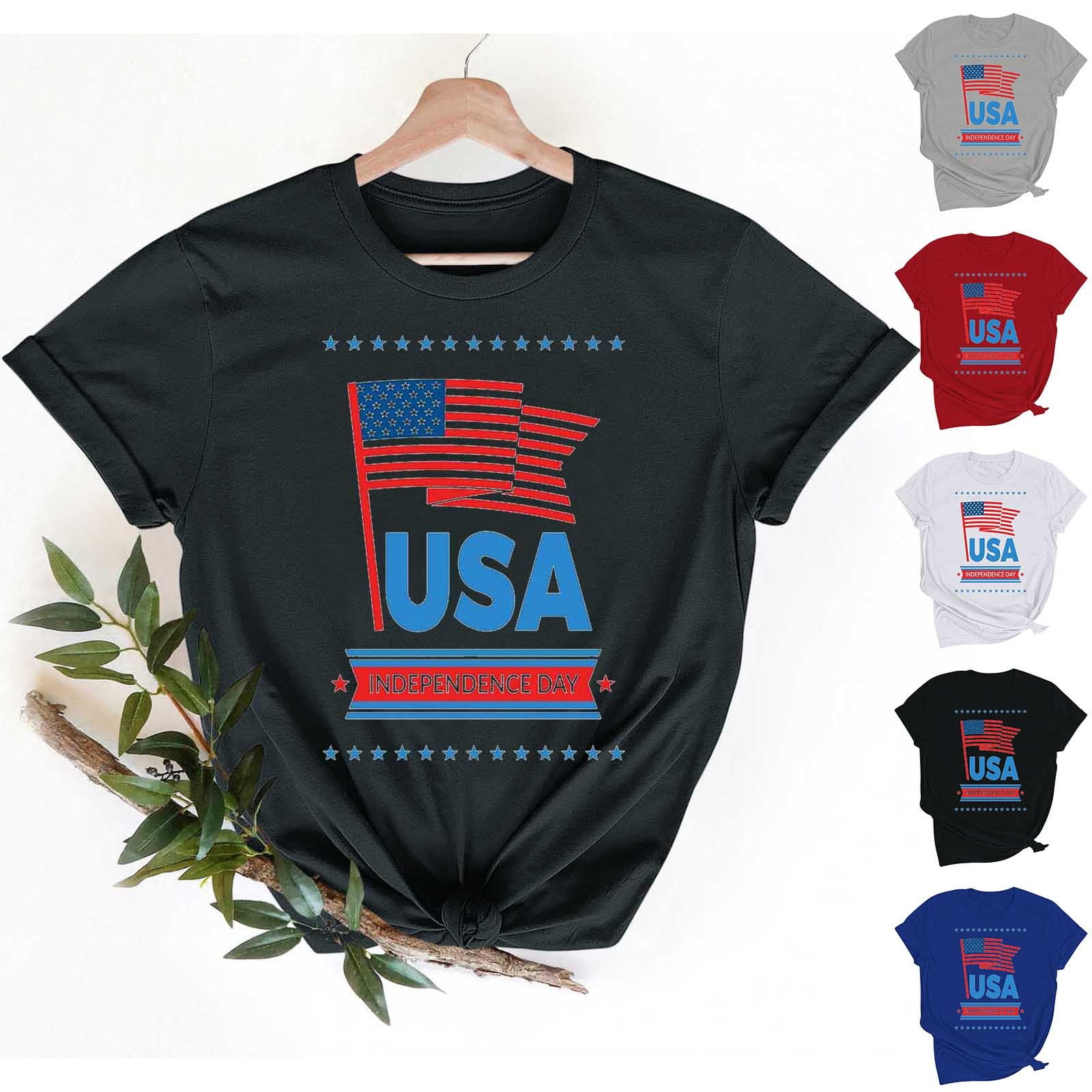 Yteetum Red White and Blue Shirts for Women 4th of July Americans Flag ...