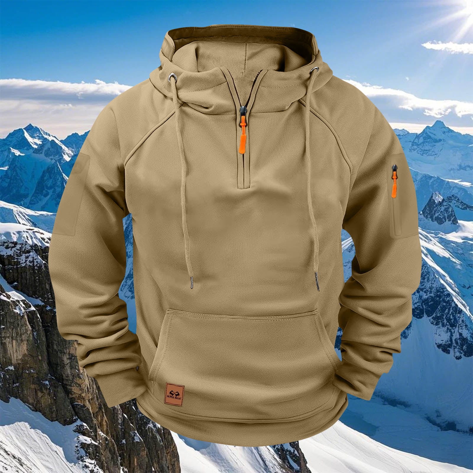 Yteetum Tactical Hoodies for Men Half Zip Drop-Shoulder Pullover Cargo ...