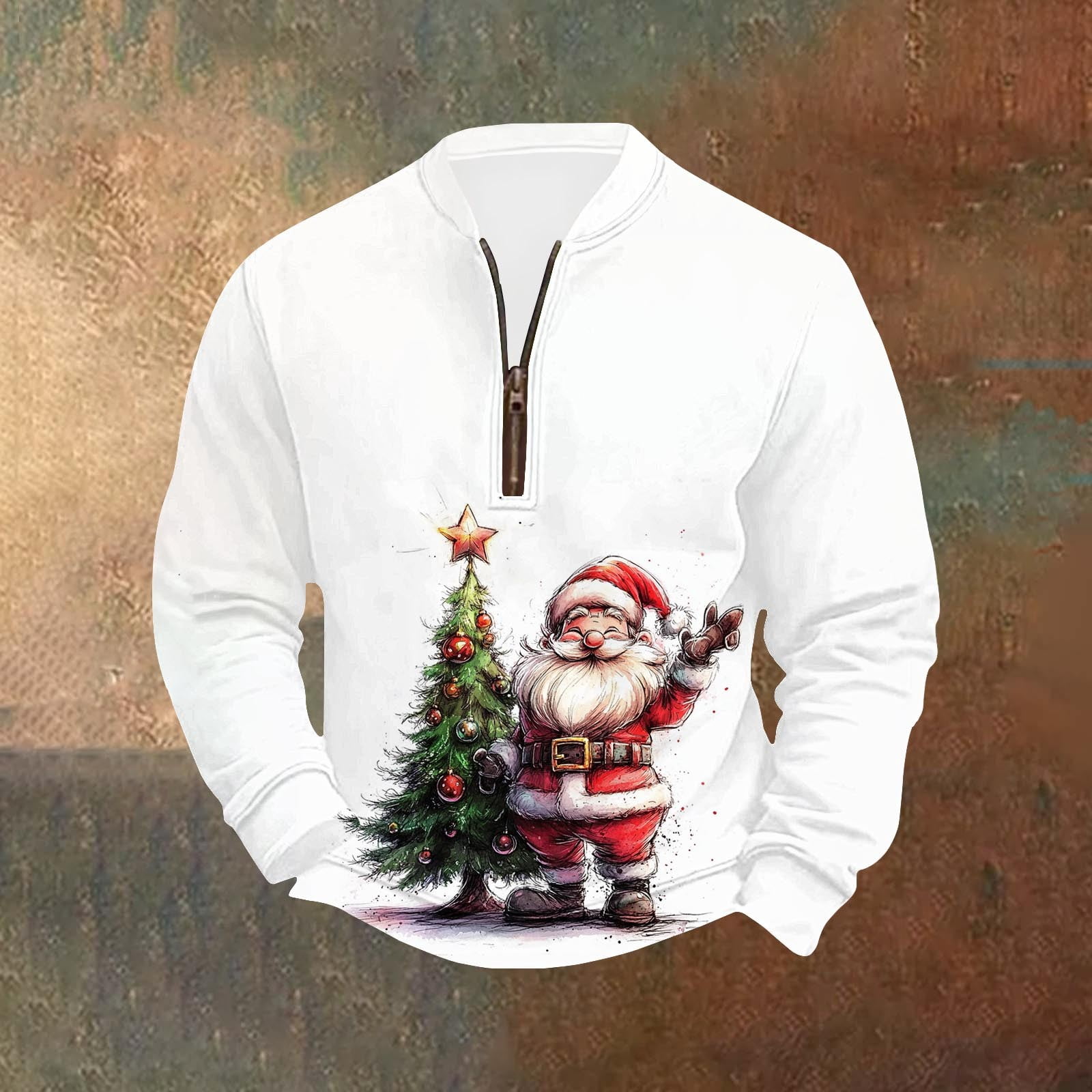Yteetum Ugly Christmas Sweatshirts for Men Oversized Quarter Zip Stand ...