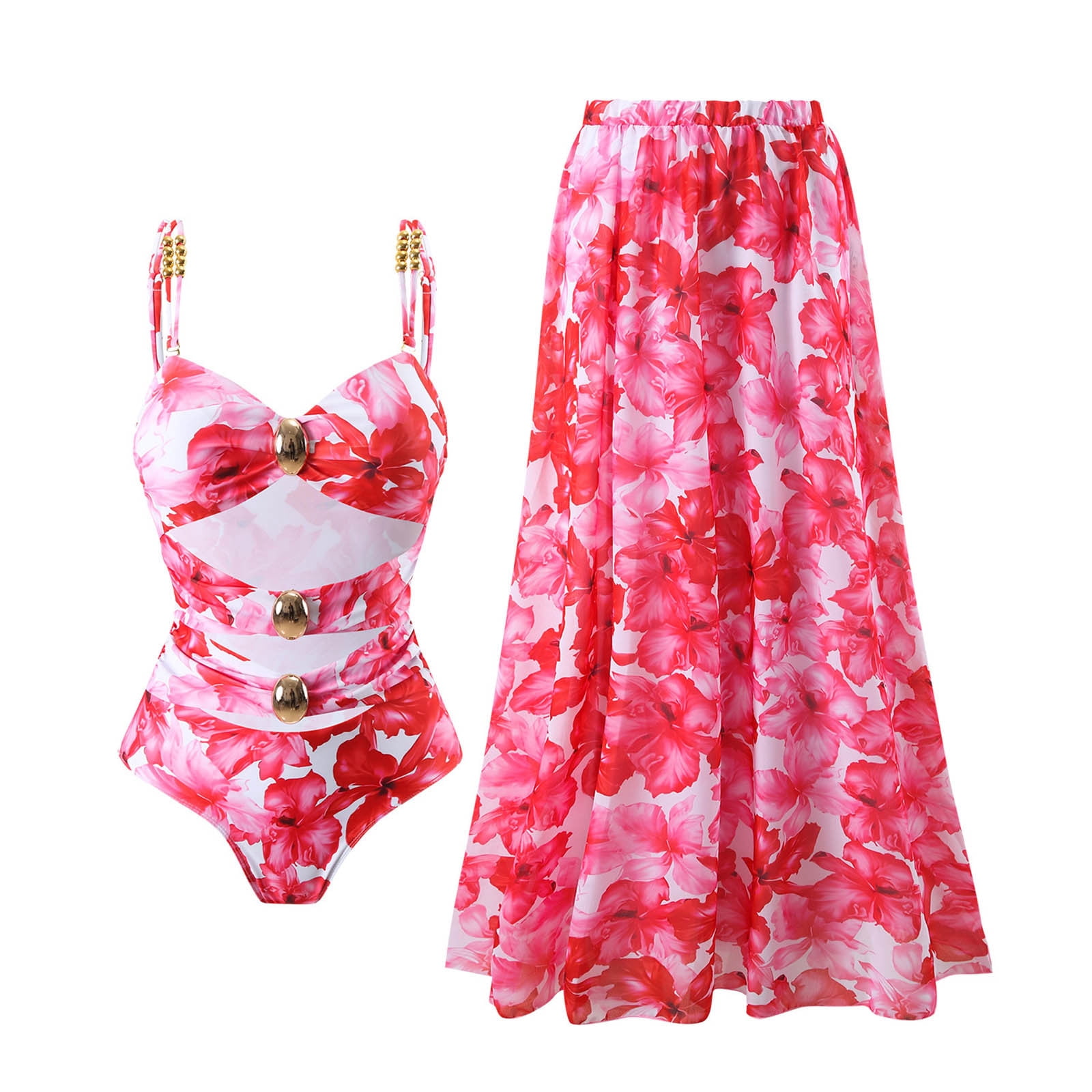 Yteetum Womens One Pieces Swimsuits Summer Daily Printed Swimwear Sets ...