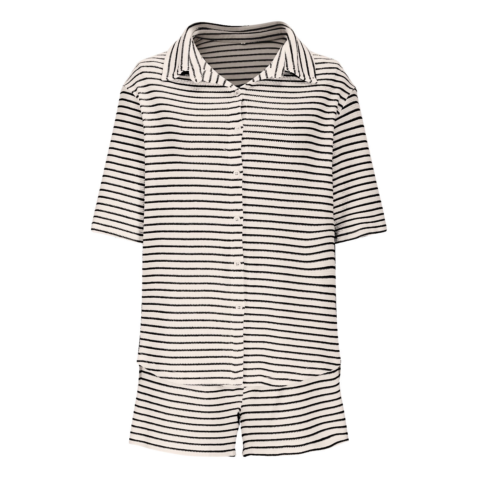 Yteetum Womens Summer Outfits Fashion Half Sleeve Striped Shirt Tops ...