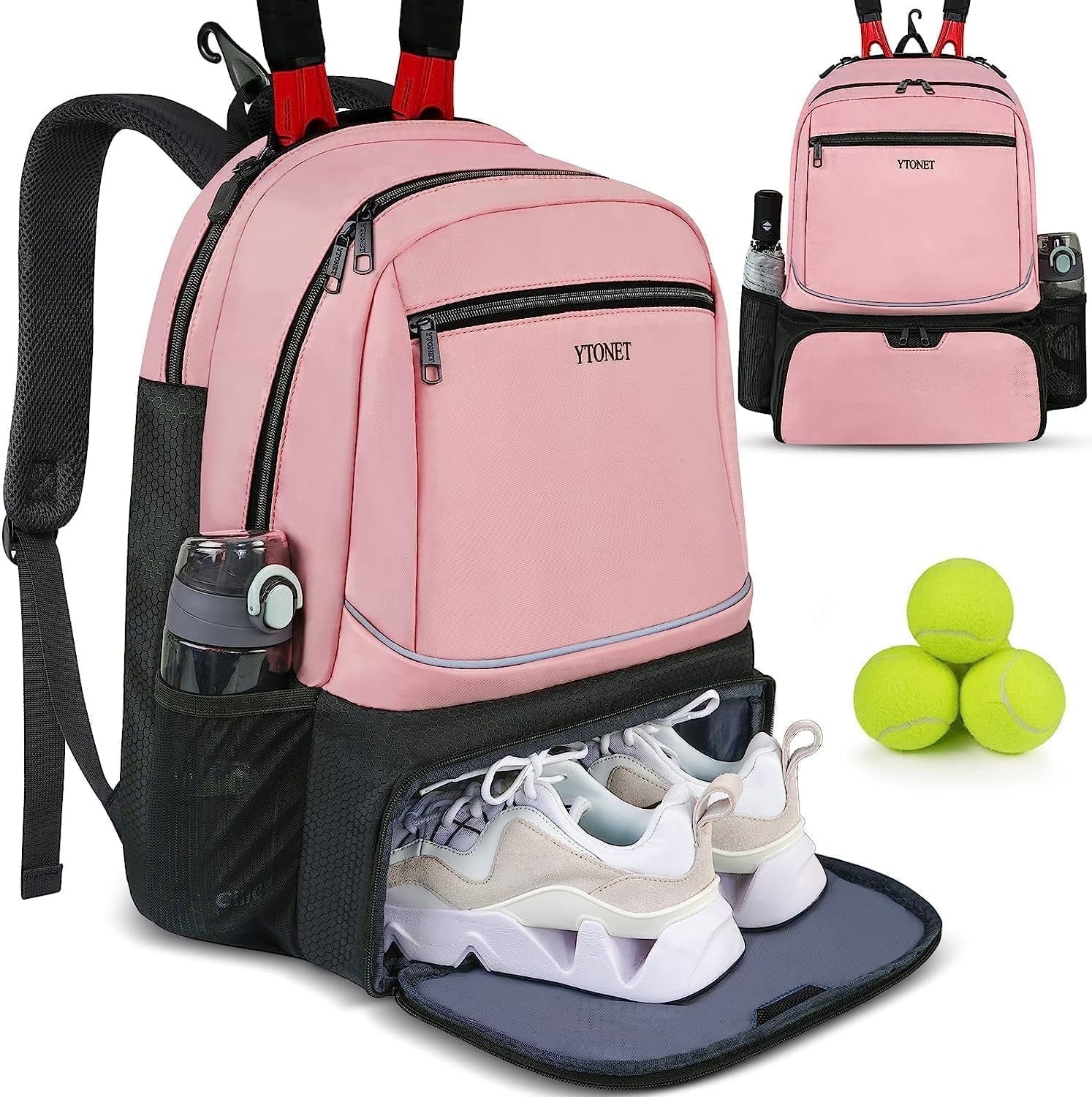 Ytonet Tennis Backpack, Pickleball Bag with Separate Pocket and ...