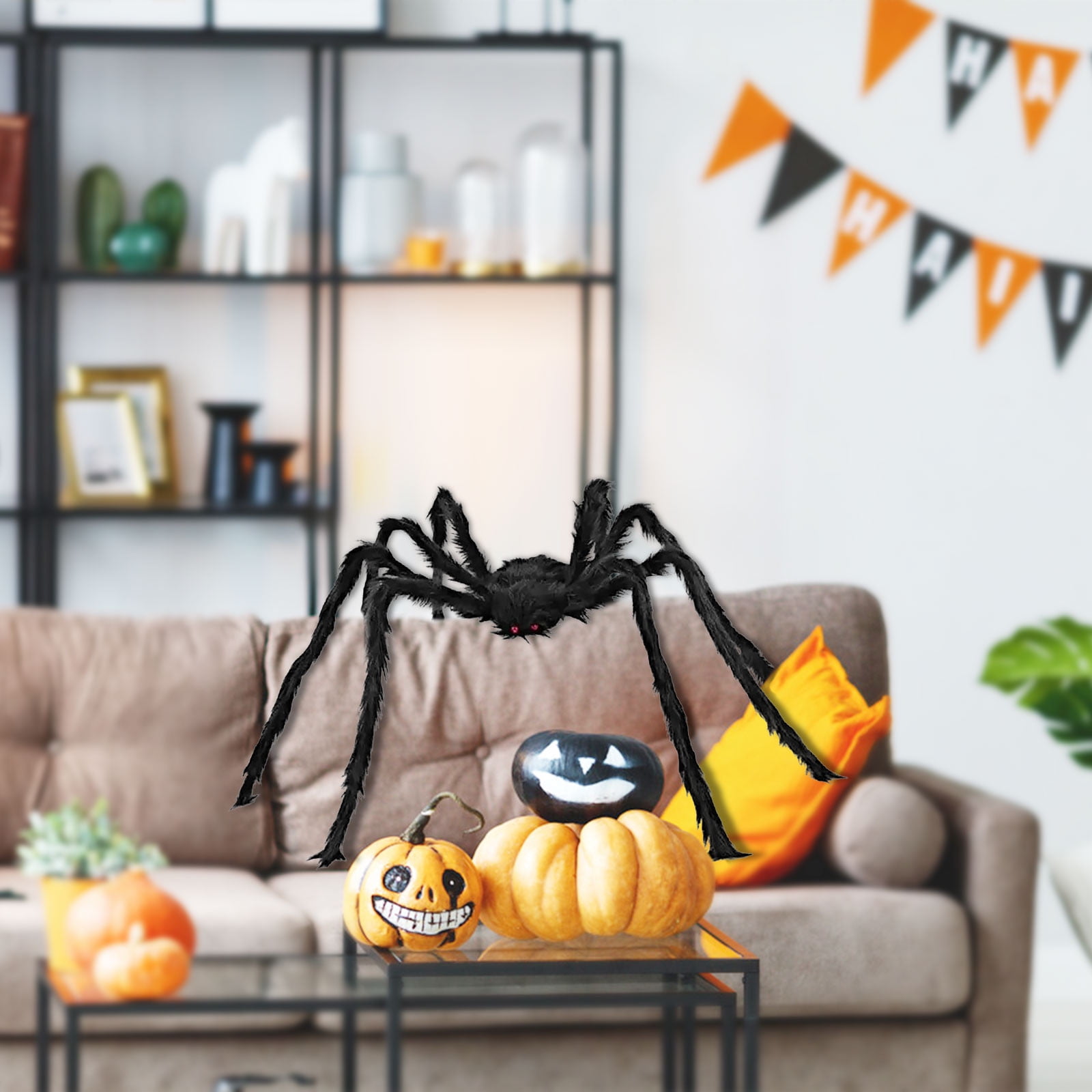 Coollooc 4.9ft Halloween Realistic Hairy Spiders, 59'' Halloween ...