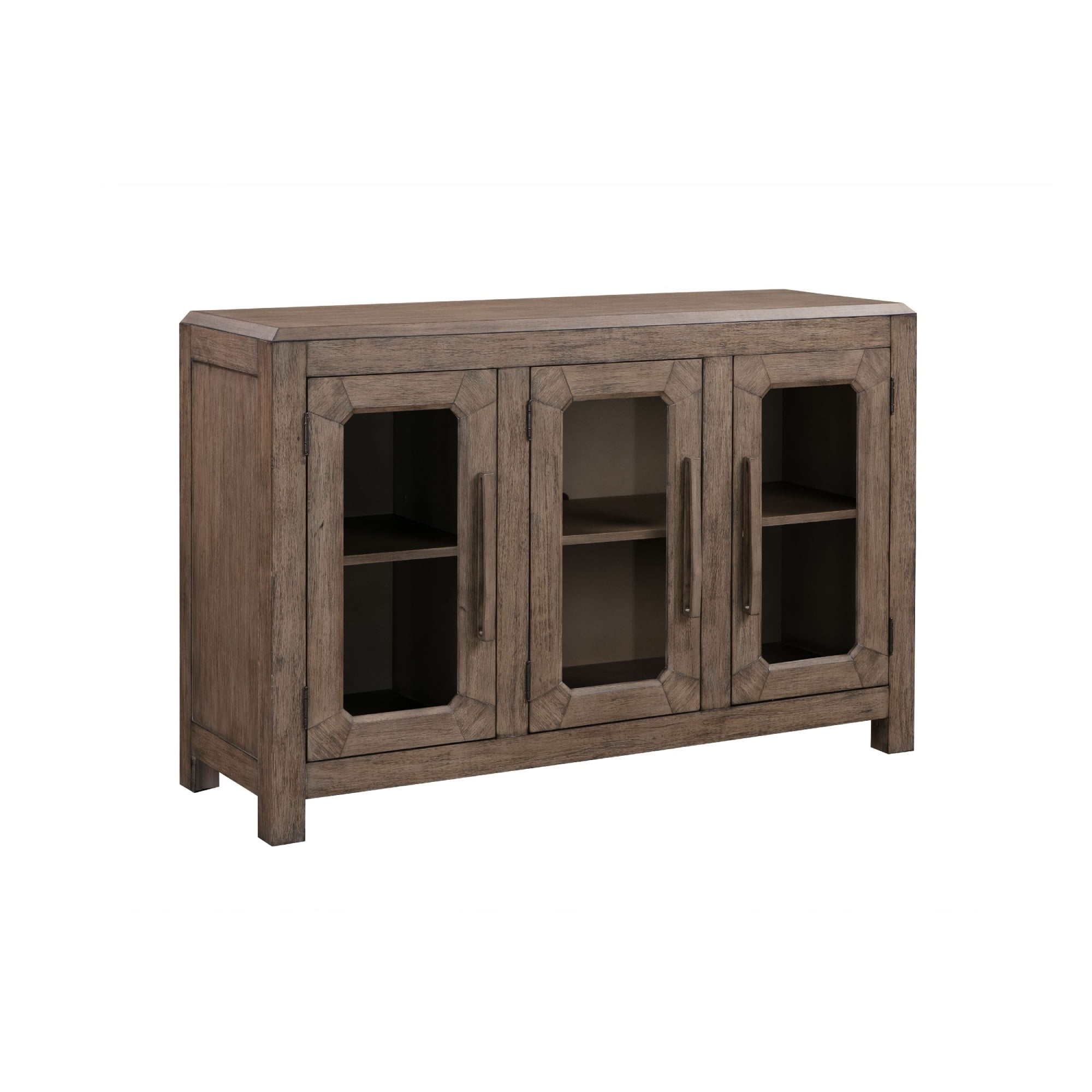 Yu 54 Inch Acacia Wood Buffet Sideboard Cabinet Table, 3 Glass Doors ...