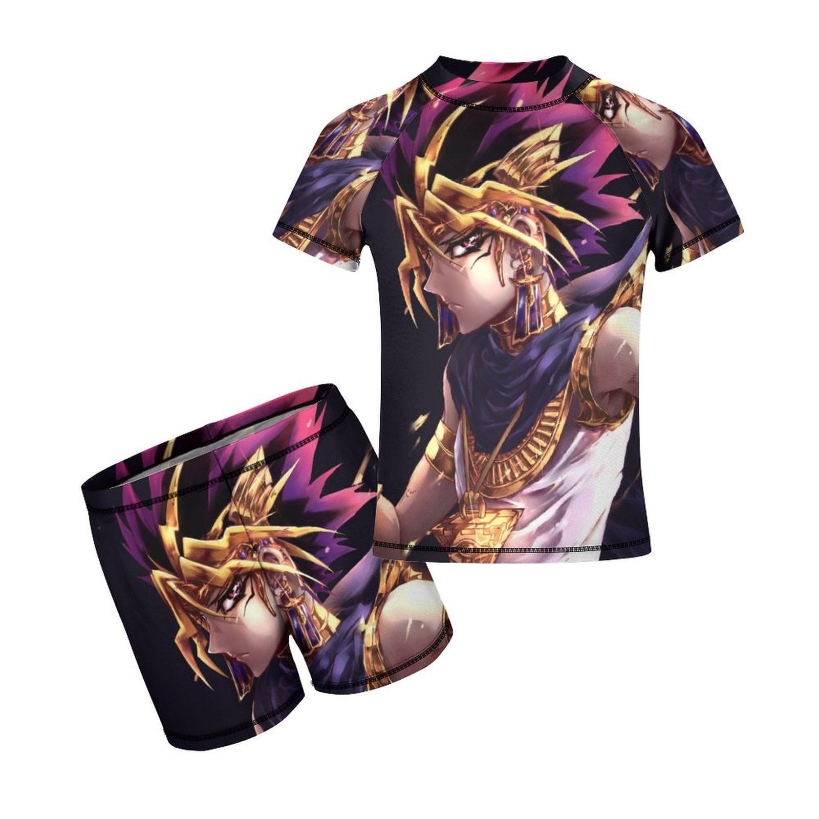 Yu-Gi-Oh Boys 2-Piece Swimsuit Set, Short Sleeve Rash Guard & Swim ...